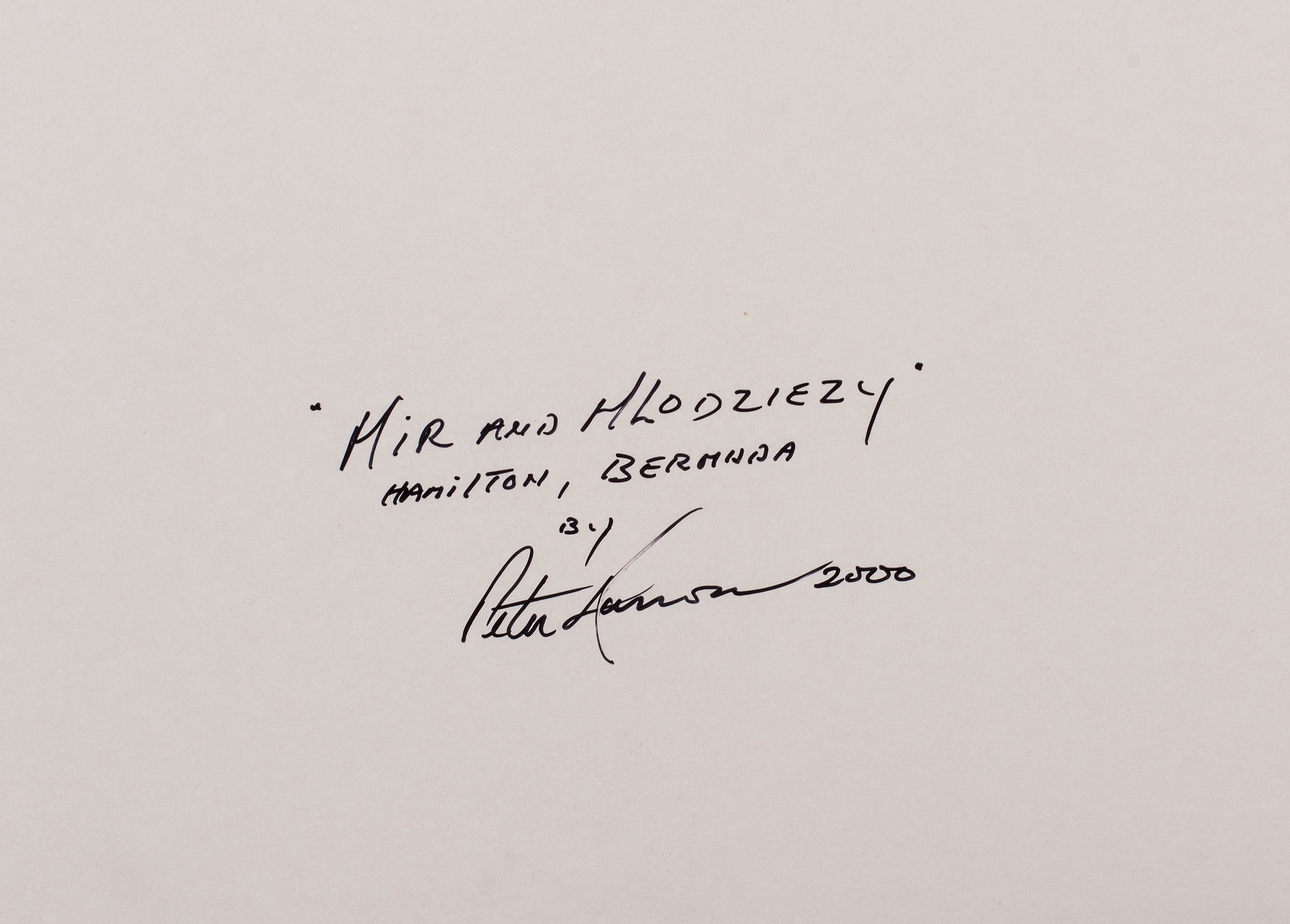 PETER HARRON, "Mir and Mlodziezy" in Hamilton, Bermuda, 2000. - Bukowskis
