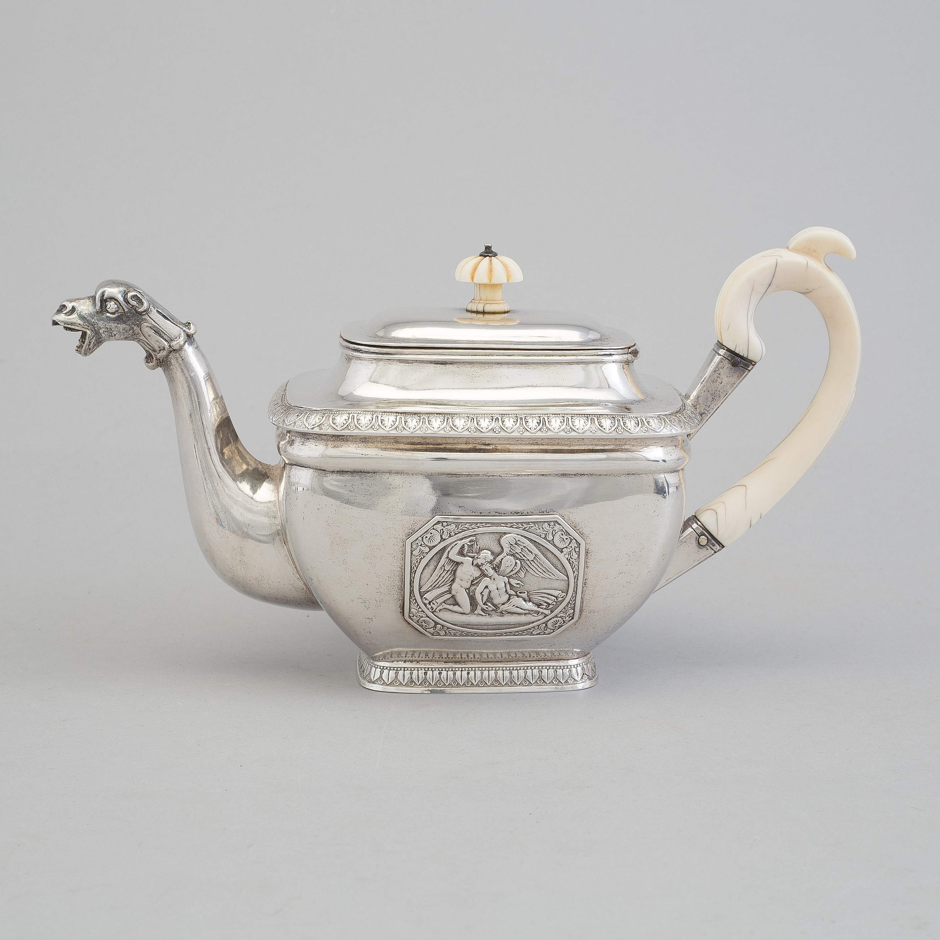 A Russian 19th century parcel-gilt tea-pot, mark of Jacob Wiberg ...