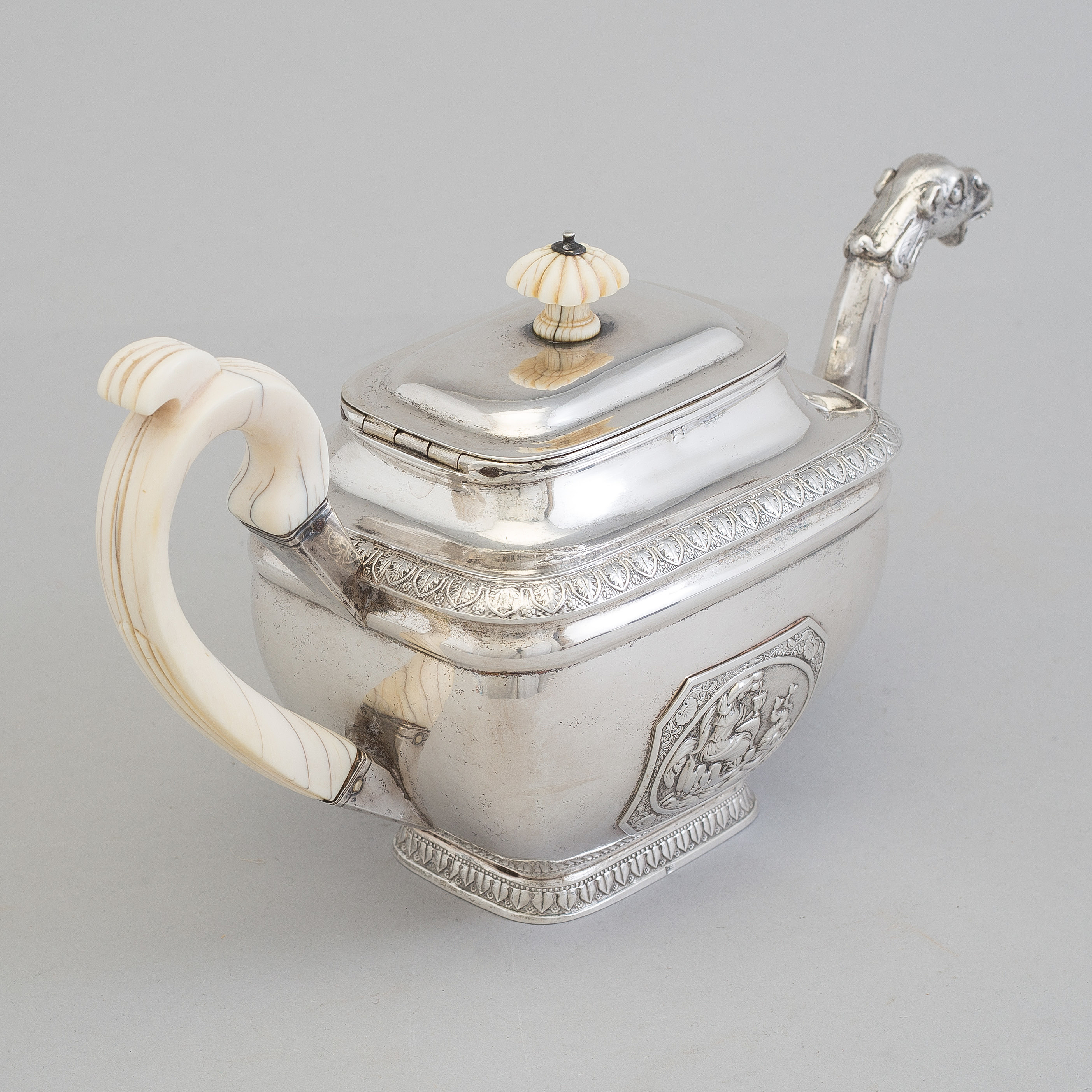 A Russian 19th century parcel-gilt tea-pot, mark of Jacob Wiberg ...