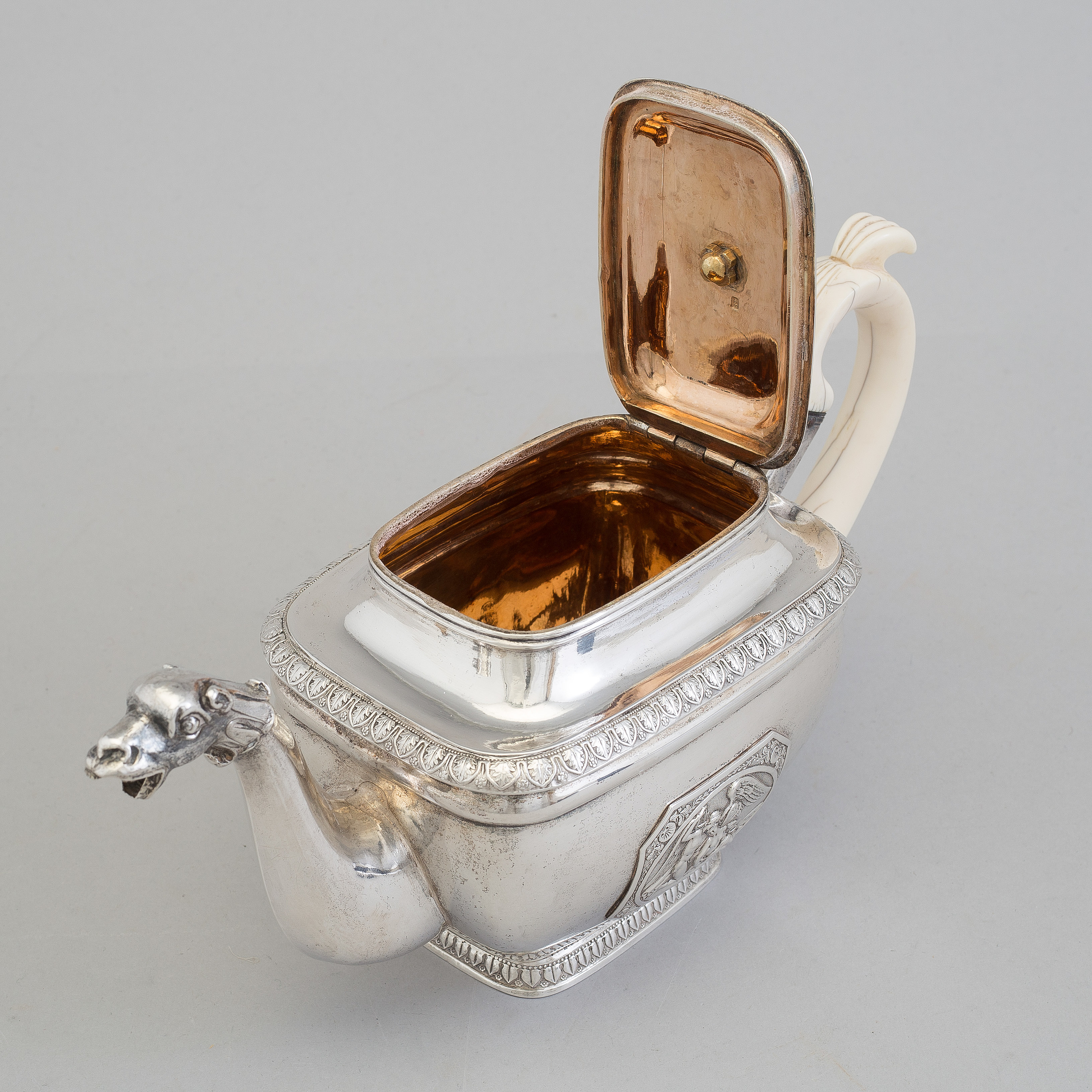 A Russian 19th century parcel-gilt tea-pot, mark of Jacob Wiberg ...