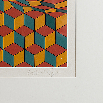 VICTOR VASARELY, serigraphe, signed and numbered 44/50. - Bukowskis