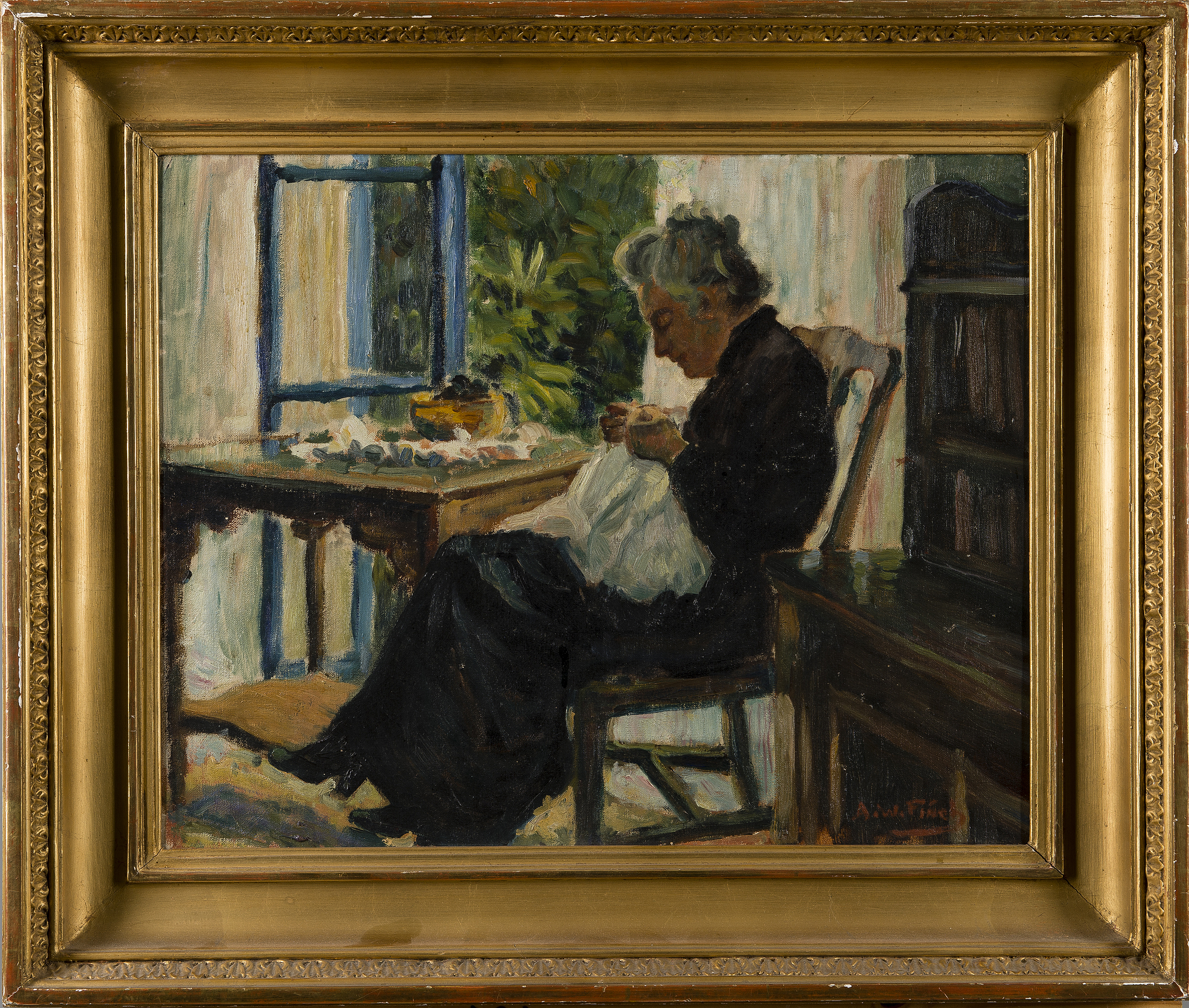 ALFRED WILLIAM FINCH, oil on canvas, signed, a tergo dated 1921 ...