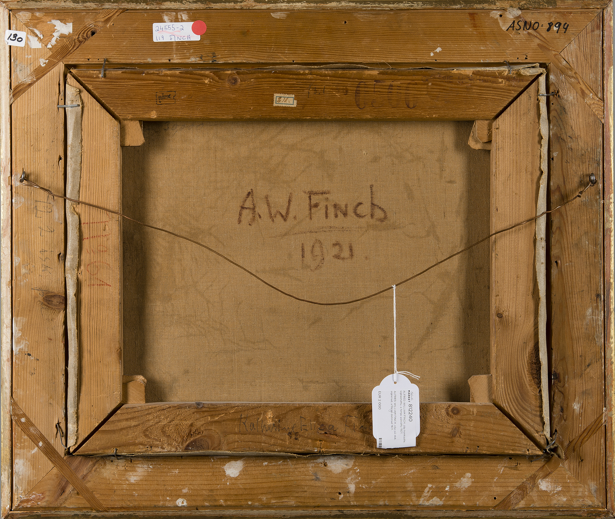 ALFRED WILLIAM FINCH, oil on canvas, signed, a tergo dated 1921 ...