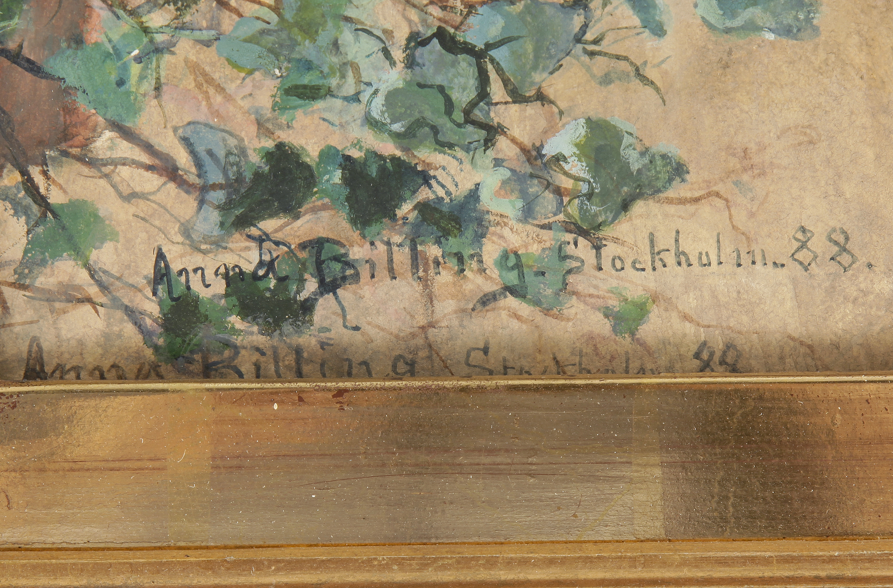 ANNA BILLING, Watercolour, signed and dated Stockholm (18)88. - Bukowskis