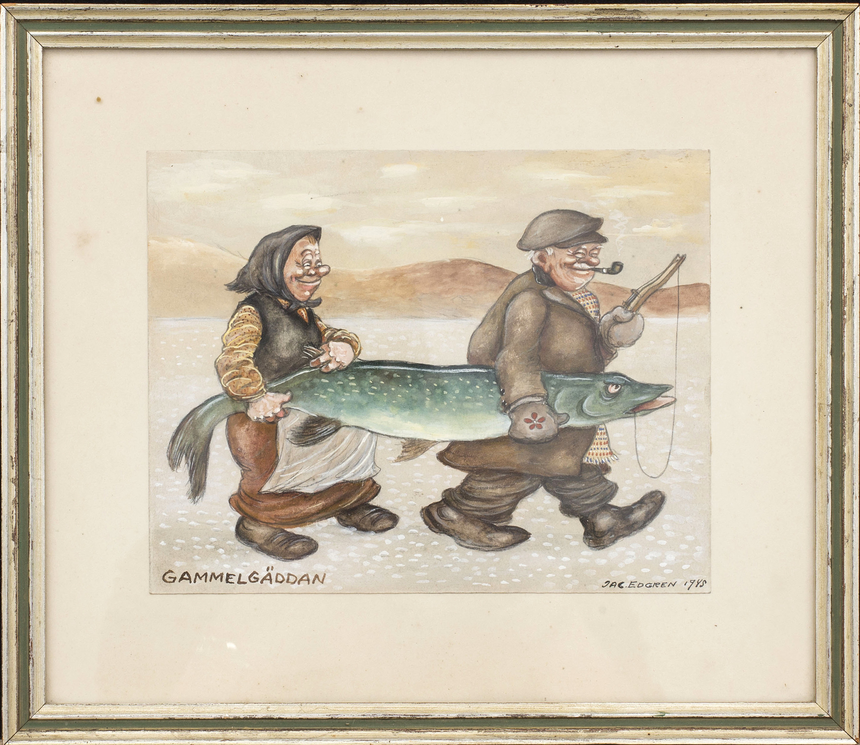 JAC EDGREN, 2 st, akvareller, signerade och daterade- 1945. - Bukowskis