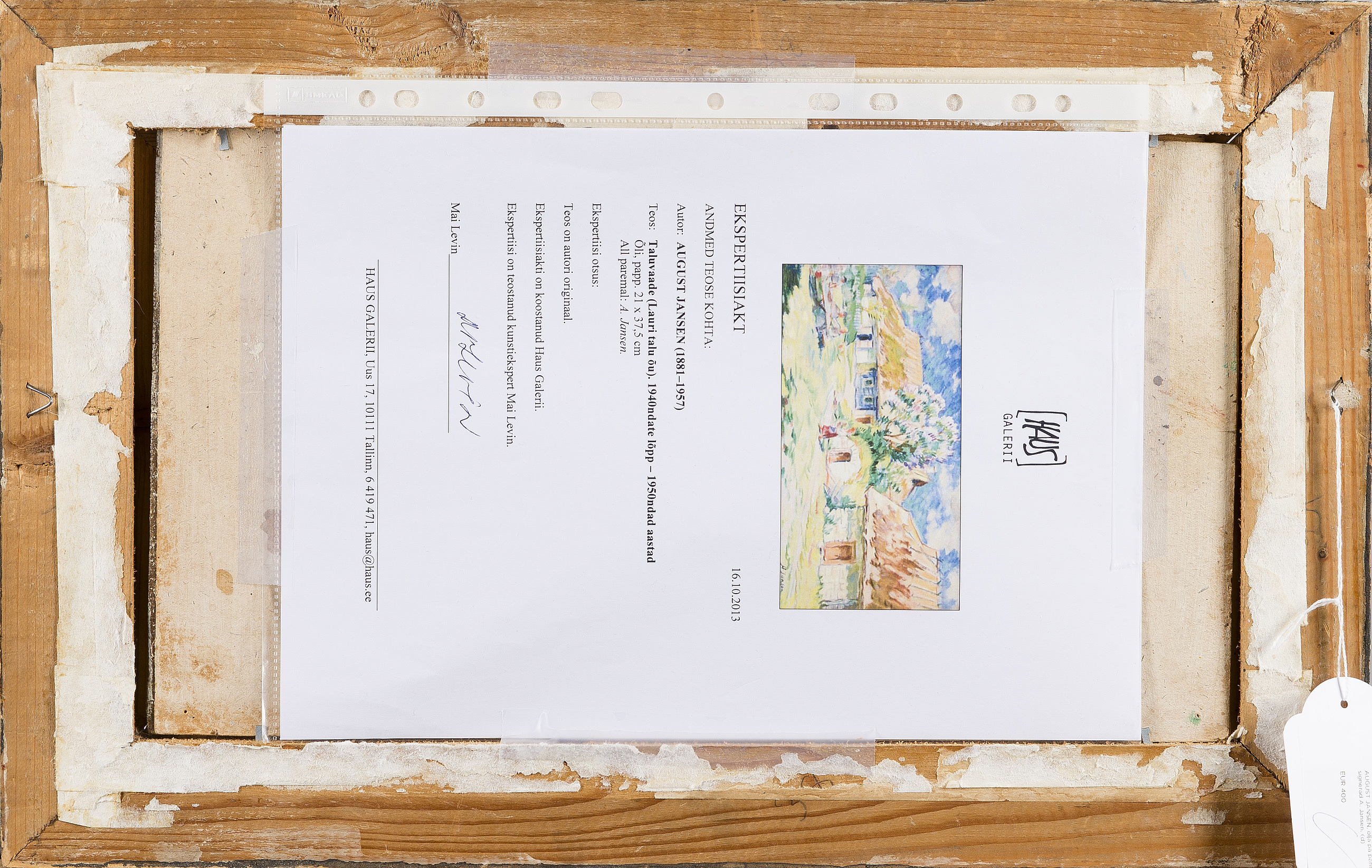 AUGUST JANSEN, öljy levylle, signeerattu A. Jansen. - Bukowskis