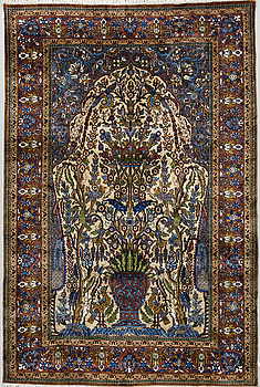 A RUG, an old Kashmir (India/Pakistan), ca 188,5 x 124,5 cm (plus 1 cm ...