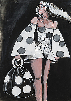 RAILI TANG, vesiväri ja akryyli paperille, signeerattu, merkitty vaat I ...