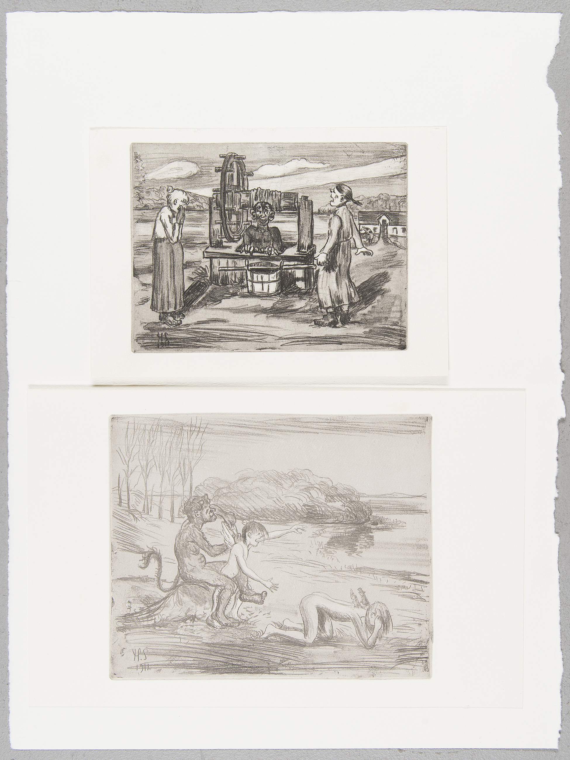 HUGO SIMBERG, 2 kpl pehmeäpohjasyövytystä, signeerattu ja päivätty ...