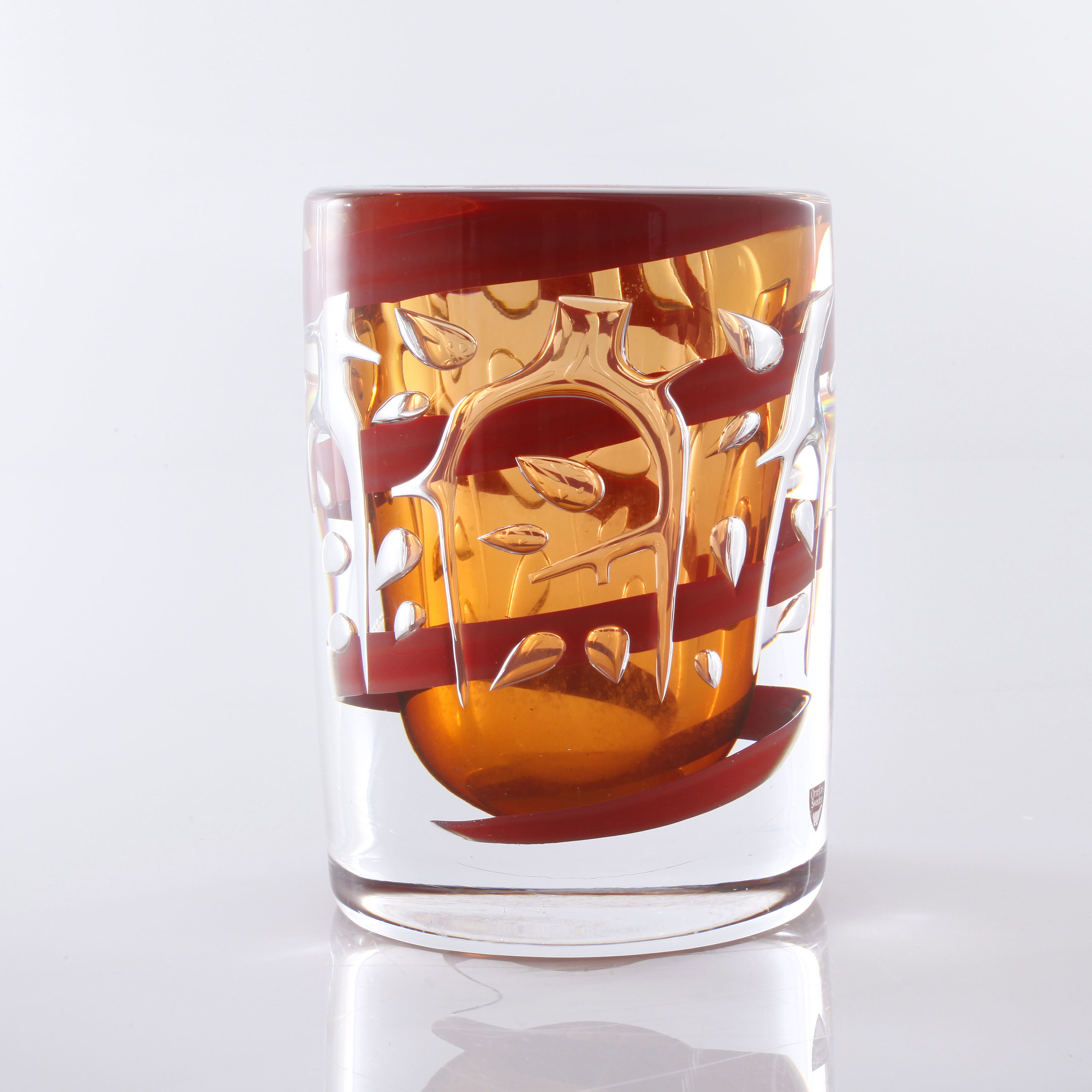 A signed vase designed by Olle Alberius for Orrefors, dated -91 ...