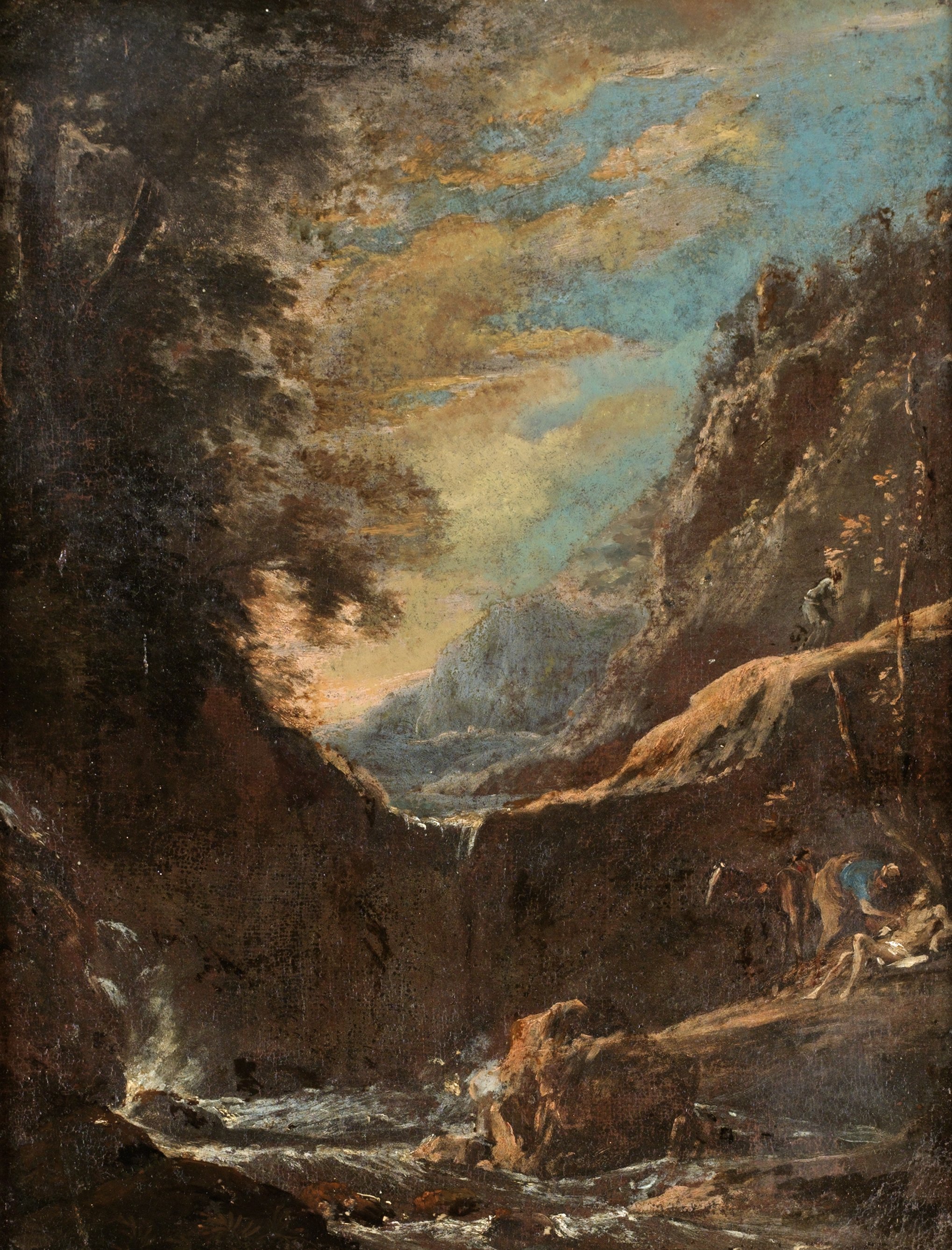 Salvator Rosa Tillskriven, Landskap med den barmhärtige samariten ...