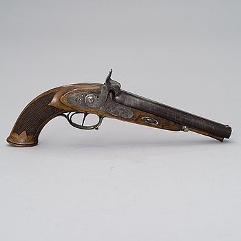 PERCUSSION LOCK PISTOL, mid 19th century. - Bukowskis