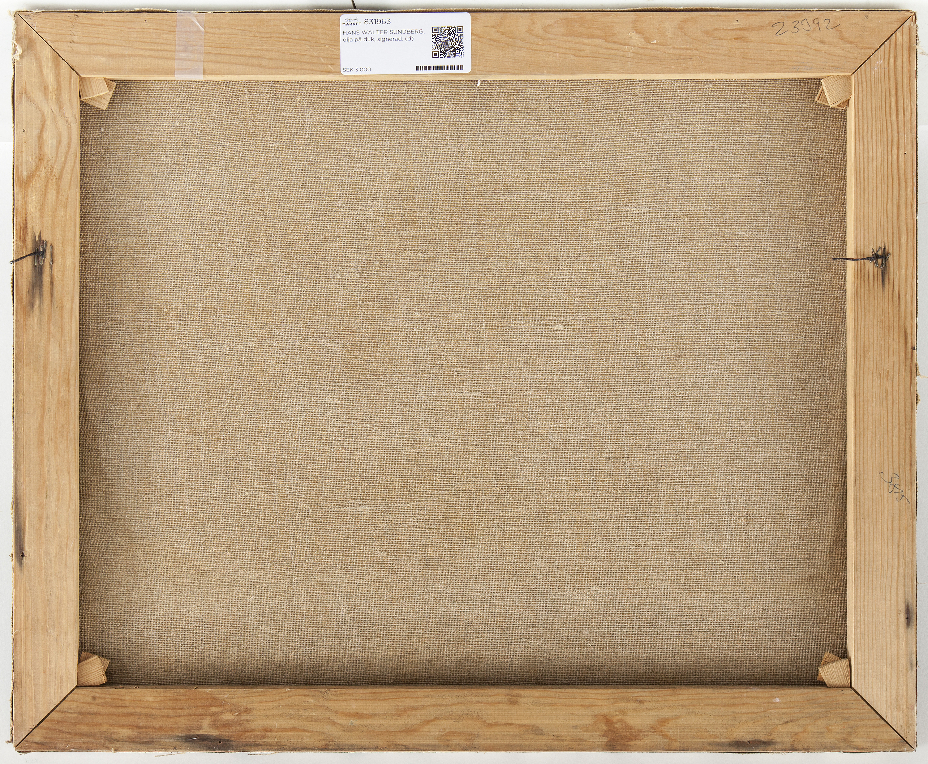 HANS WALTER SUNDBERG, oil on canvas, signed. - Bukowskis