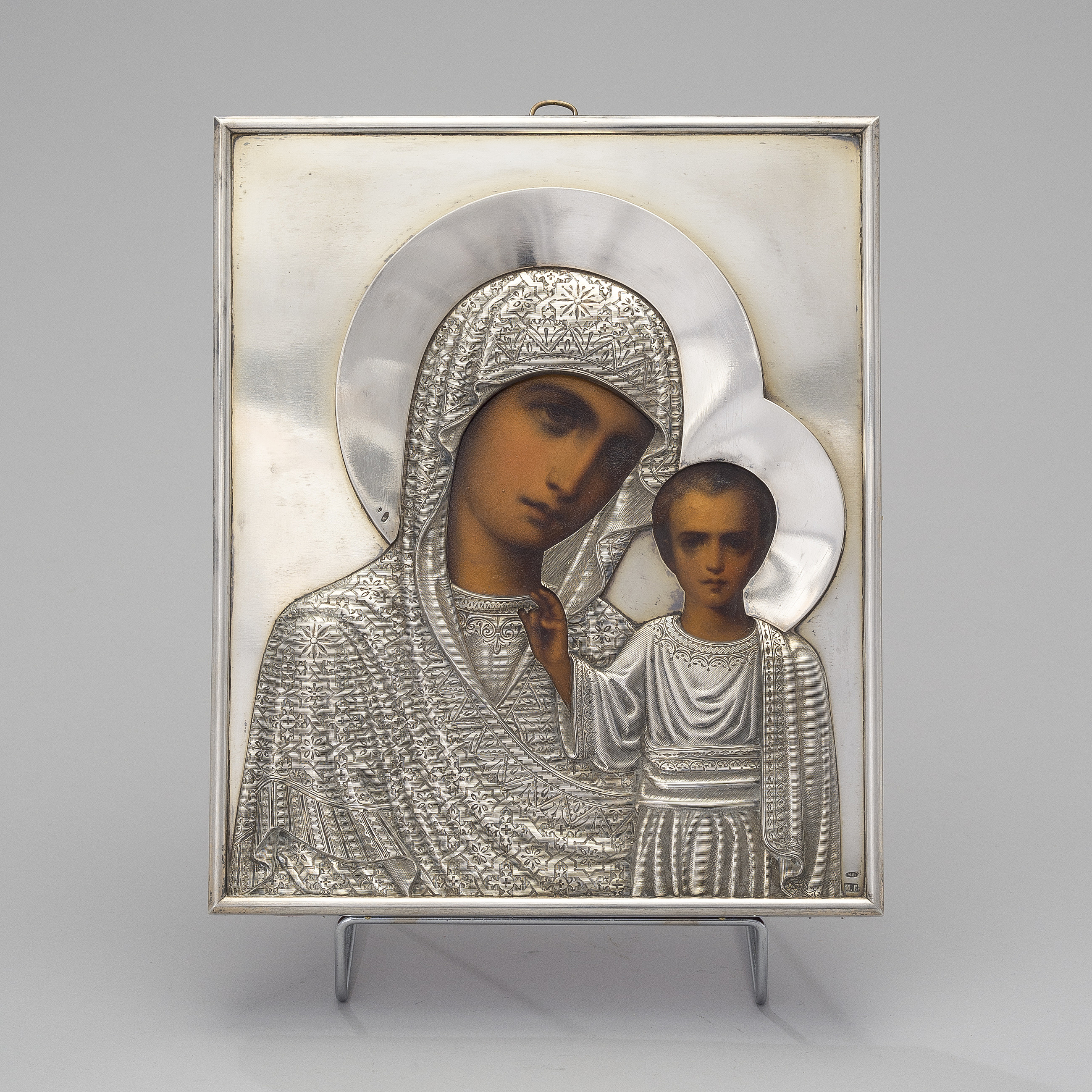 A Russian icon with silver riza of Imperial Purveyor Morozov, St ...