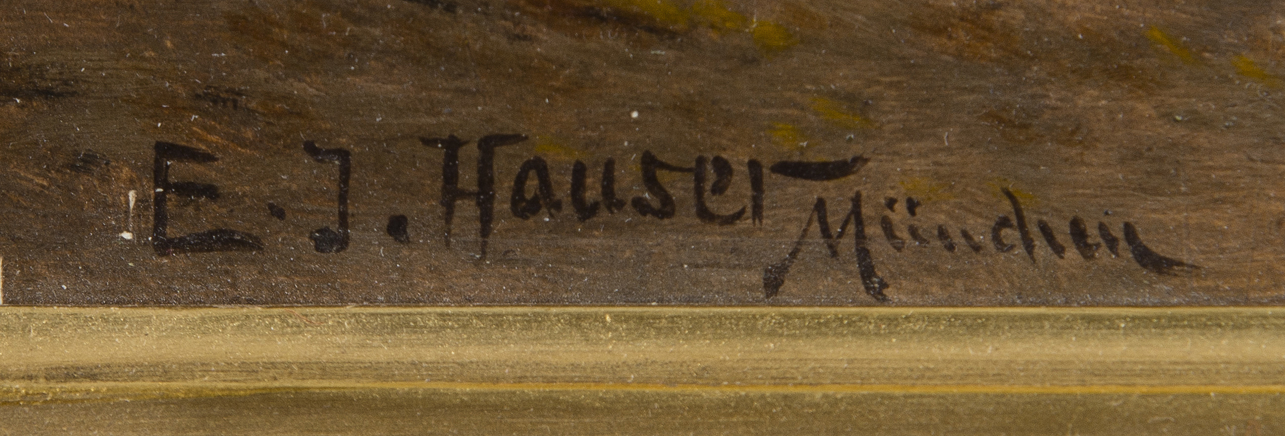 E.J.HAUSER, olja på pannå, signerad och märkt München, 1900-talets ...