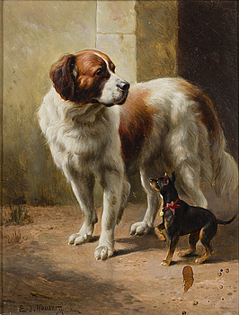 E.J.HAUSER, olja på pannå, signerad och märkt München, 1900-talets ...