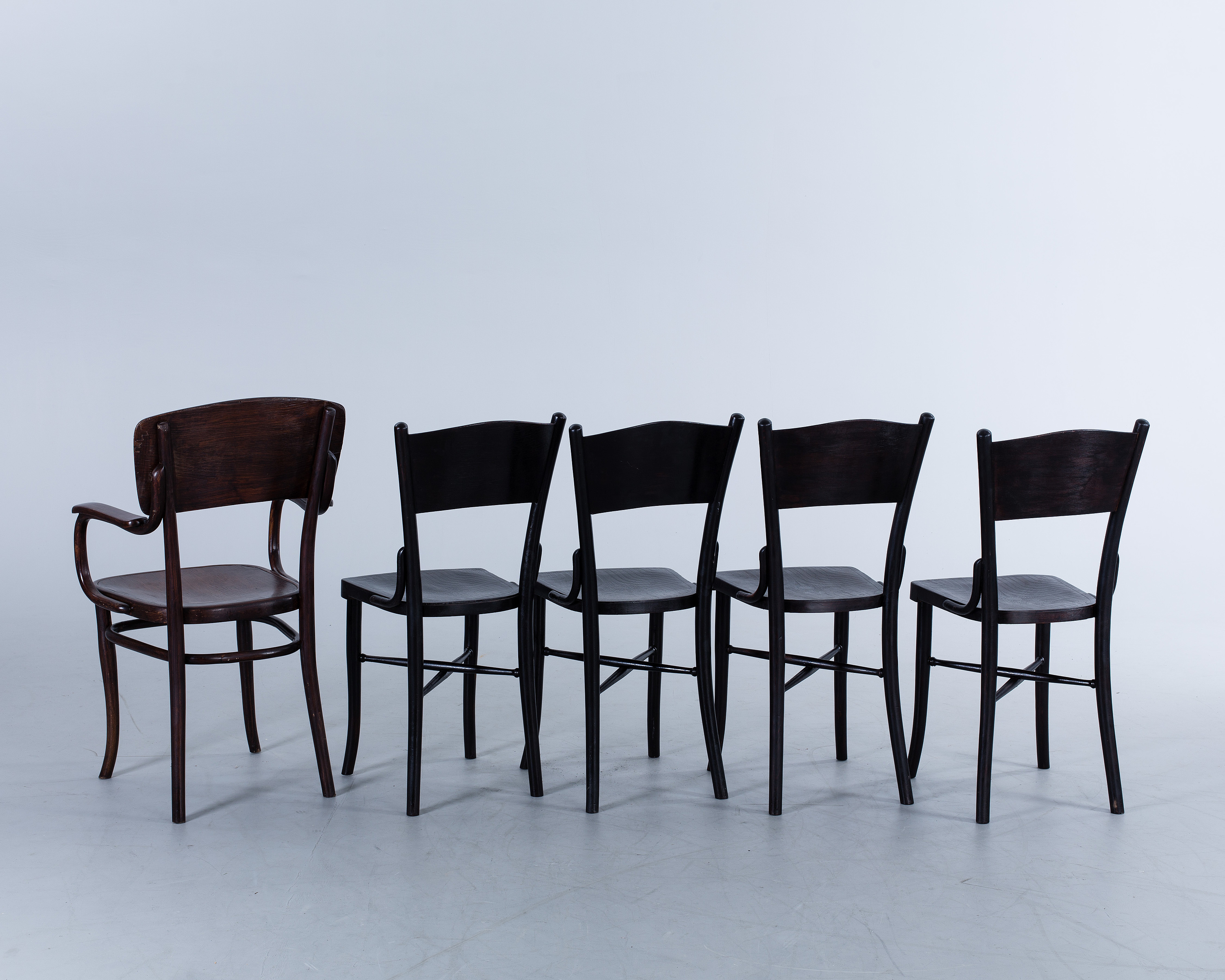 ARMCHAIR AND FOUR THONET CHAIRS. - Bukowskis