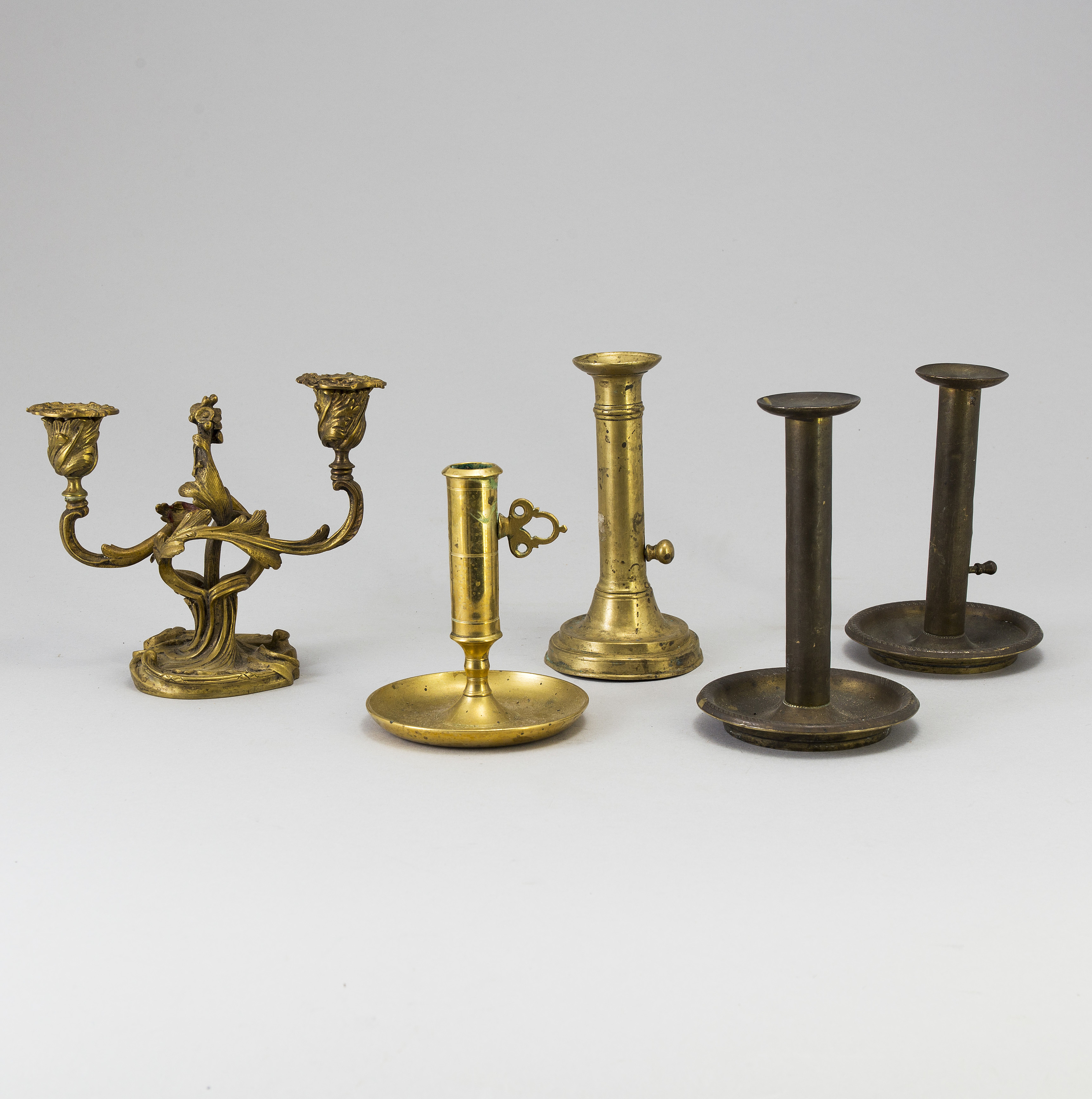 A set of five 1700-/1800s candlesticks. - Bukowskis