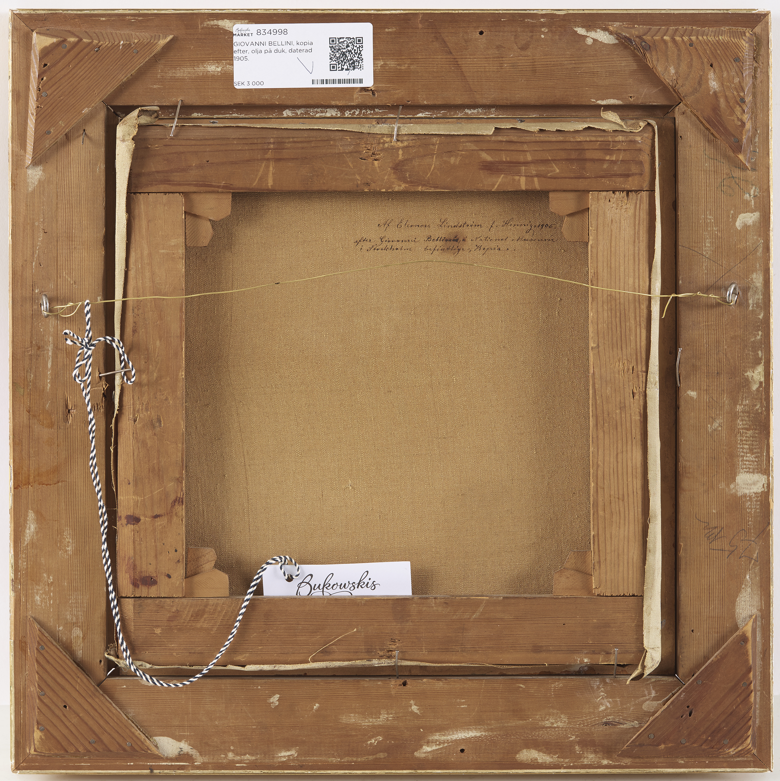 GIOVANNI BELLINI, copy after, oil on canvas, dated 1905. - Bukowskis