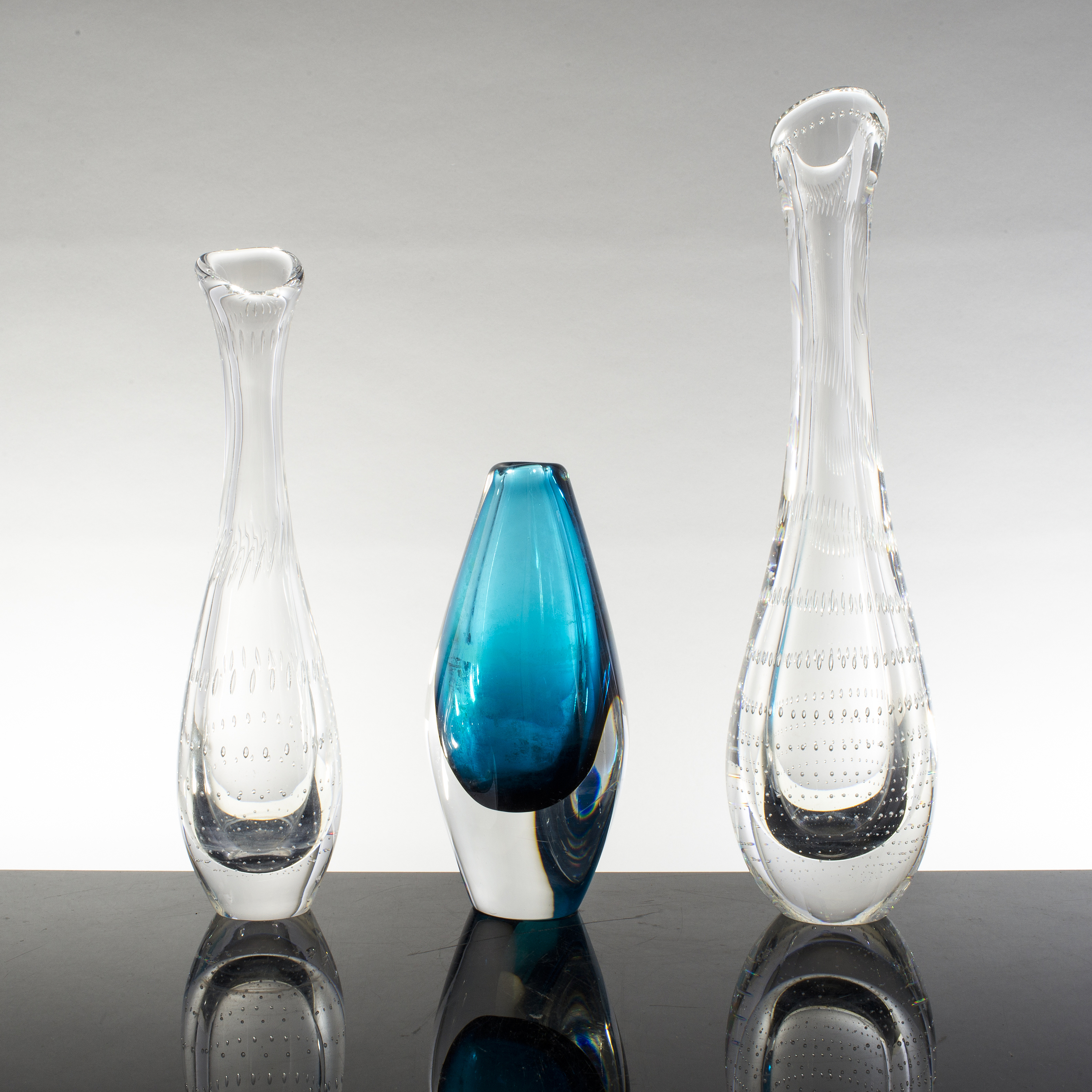 Vicke Lindstrand and Sven Palmqvist for Orrefors and Kosta, 3 glass ...