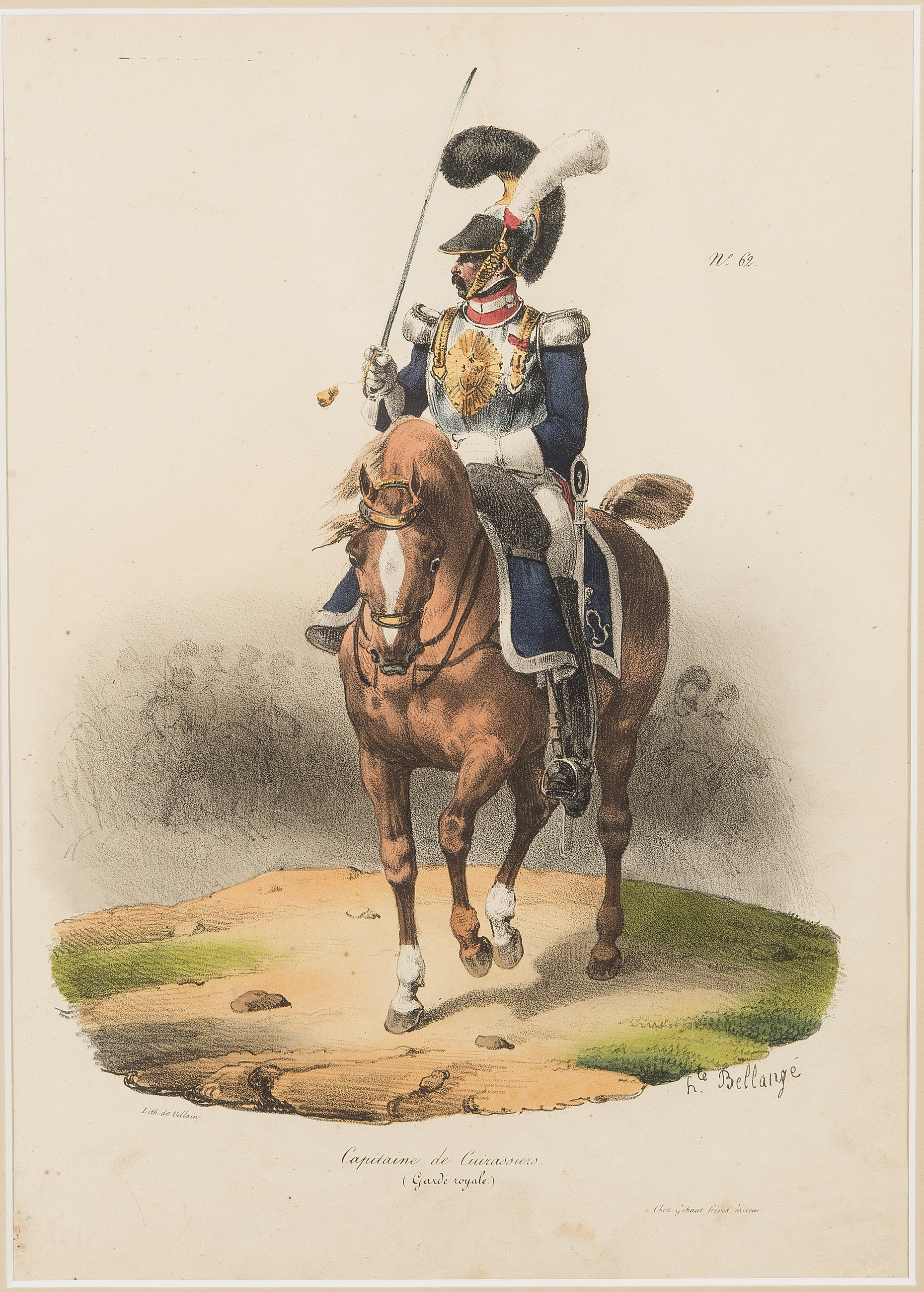 JOSEPH L. HIPPOLYTE BELLANGÉ, käsinväritettyjä litografioita 3 kpl ...