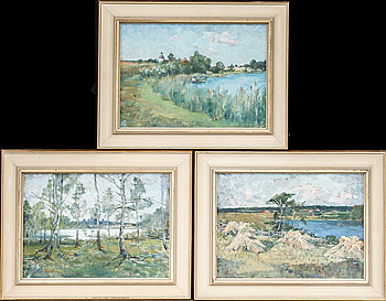 ANNA NORDGREN, 3 pcs, oil on panel, signed. - Bukowskis