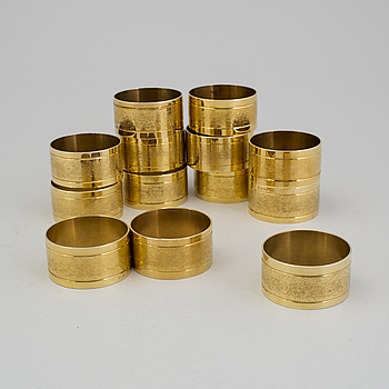 a set of thirteen gilded sterling silver napkin rings KE Palmberg for ...