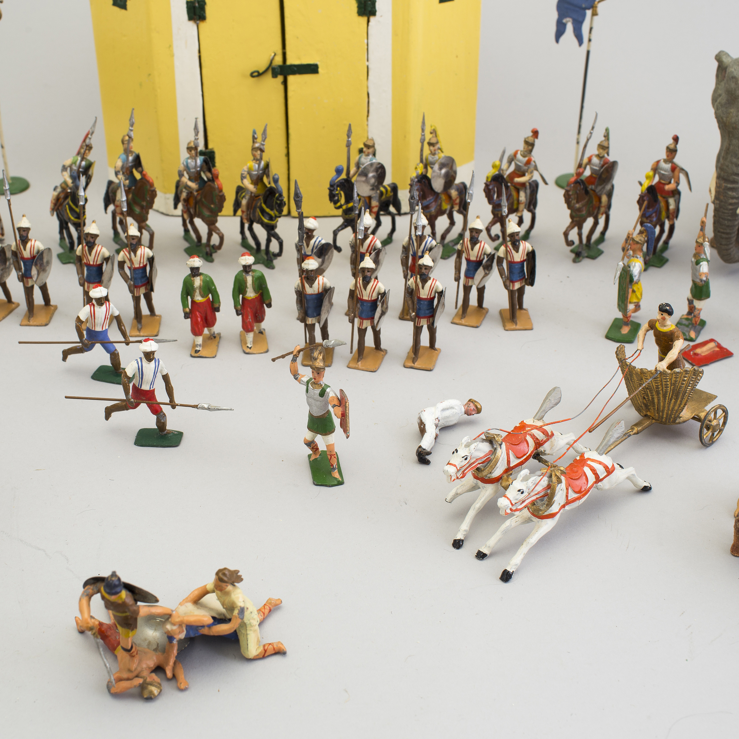 A collection of 45 pieces of pewter figures probably by George Heyde ...