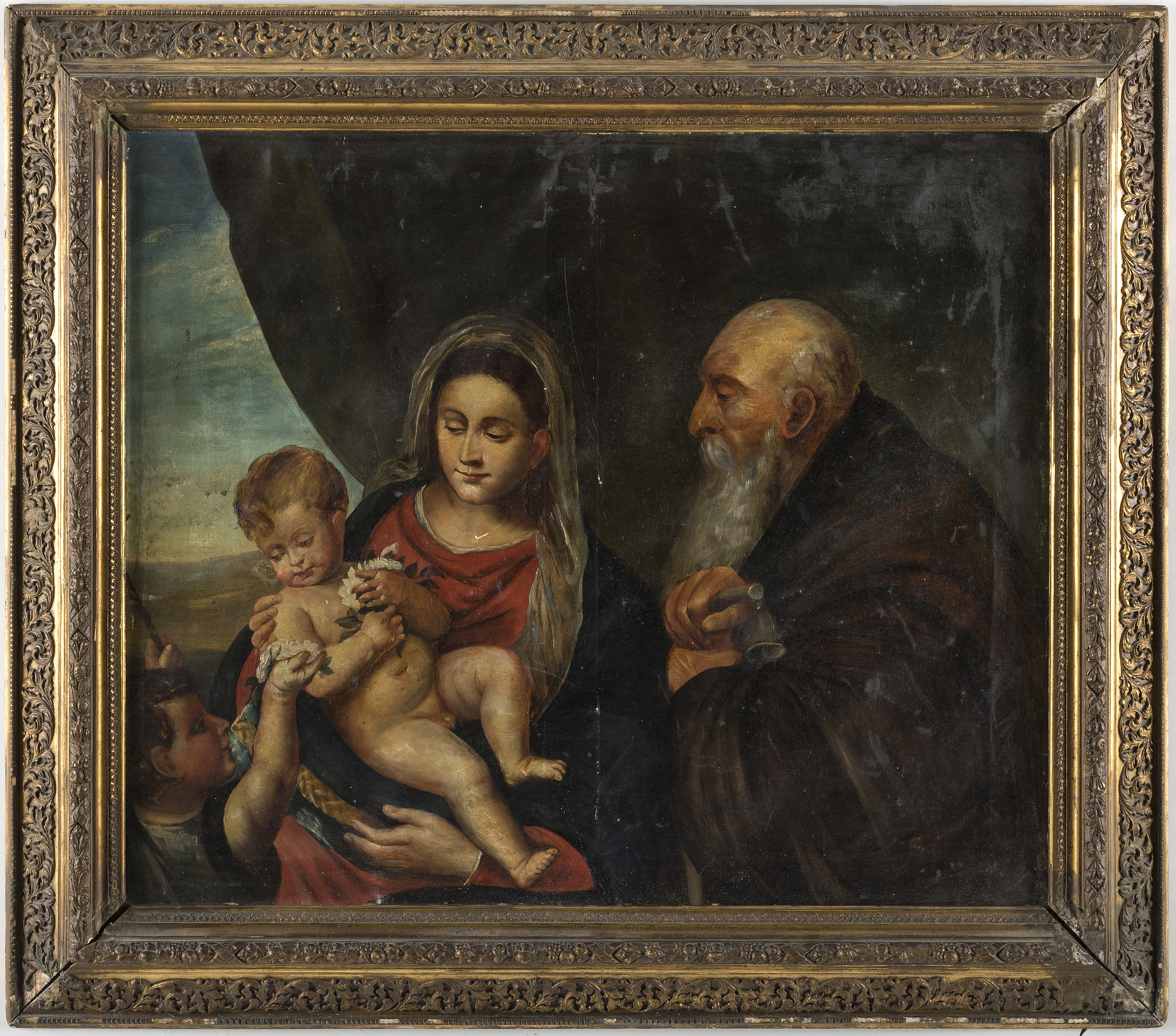 TIZIAN, efter, 1800-tal. Olja på duk 83 x 100 cm, otydligt signerad ...