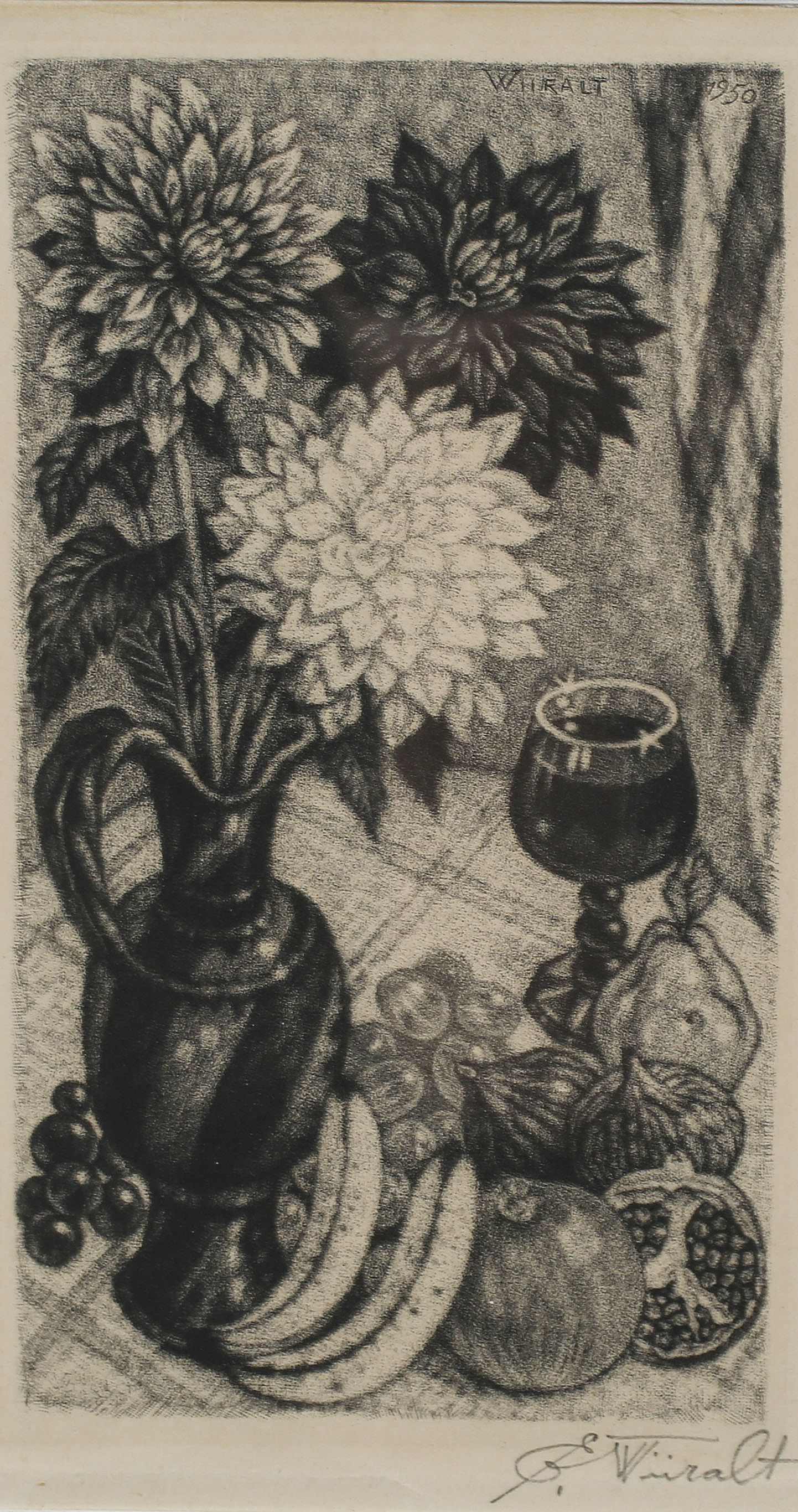 EDUARD WIIRALT, torrnål, signerad i blyerts, signerad 1950 i plåten ...