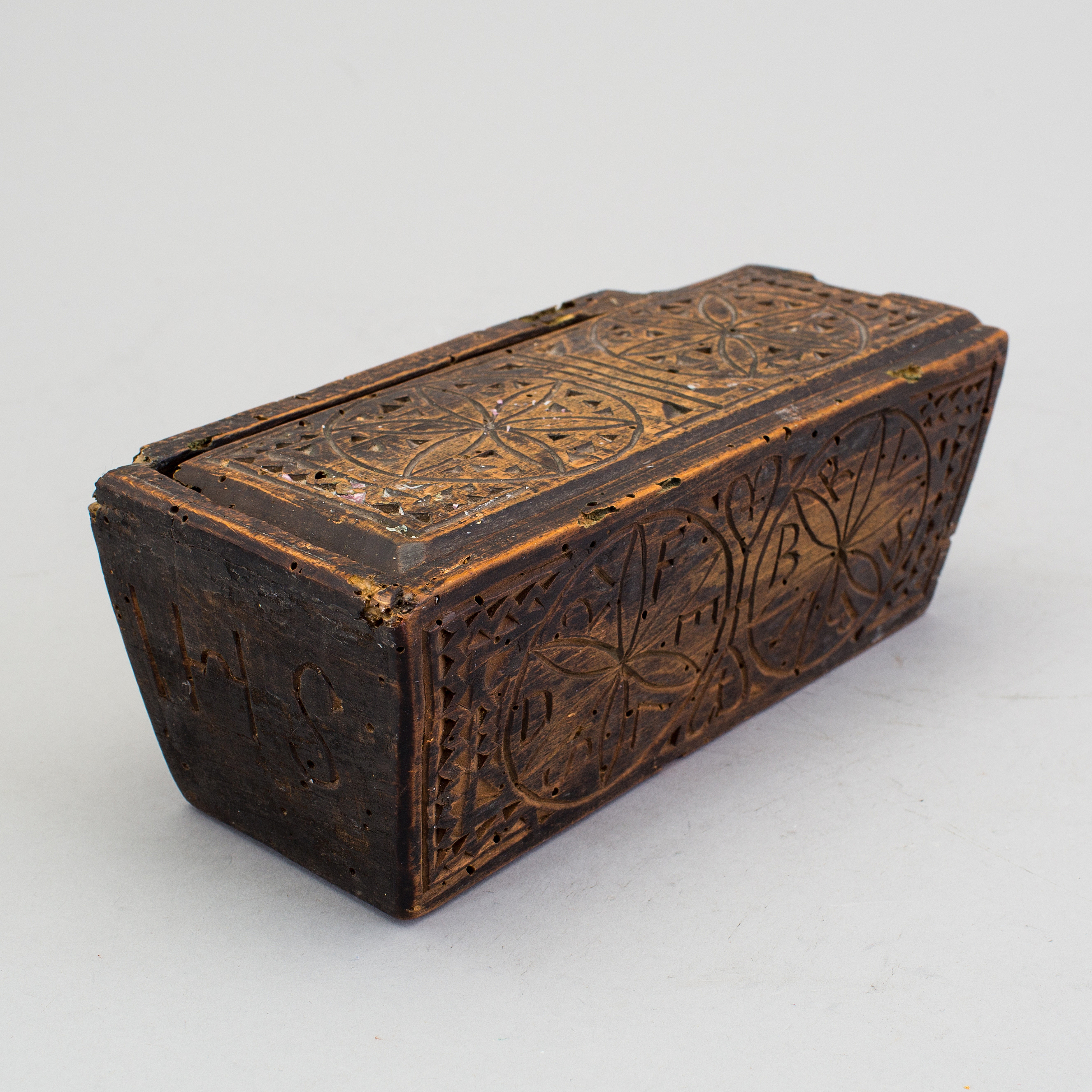 A folk wooden boxb with tools from Österlen Skåne partly from the 18th ...