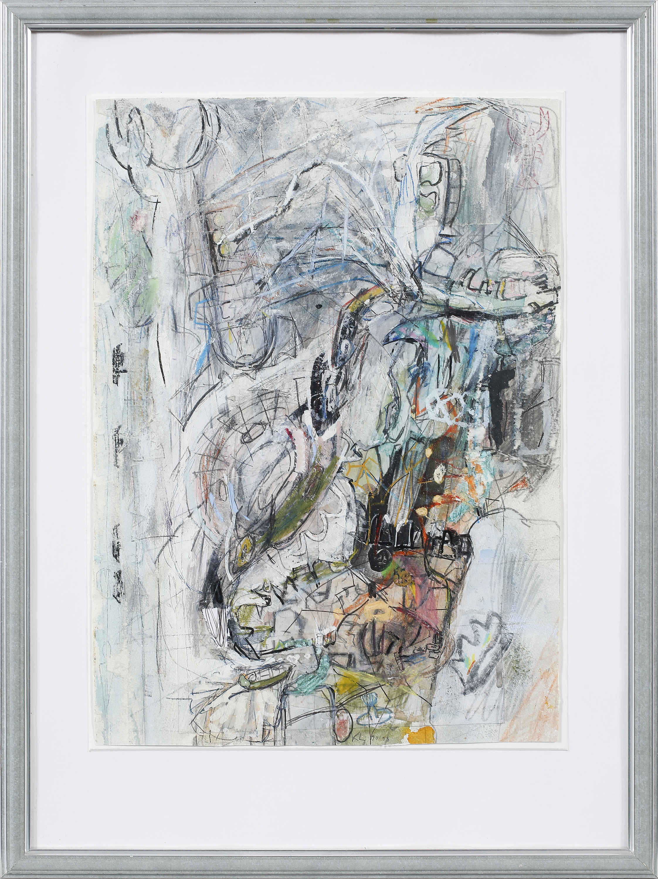 KENT LINDFORS, mixed media on paper, signed KL and dated -90 -93 ...