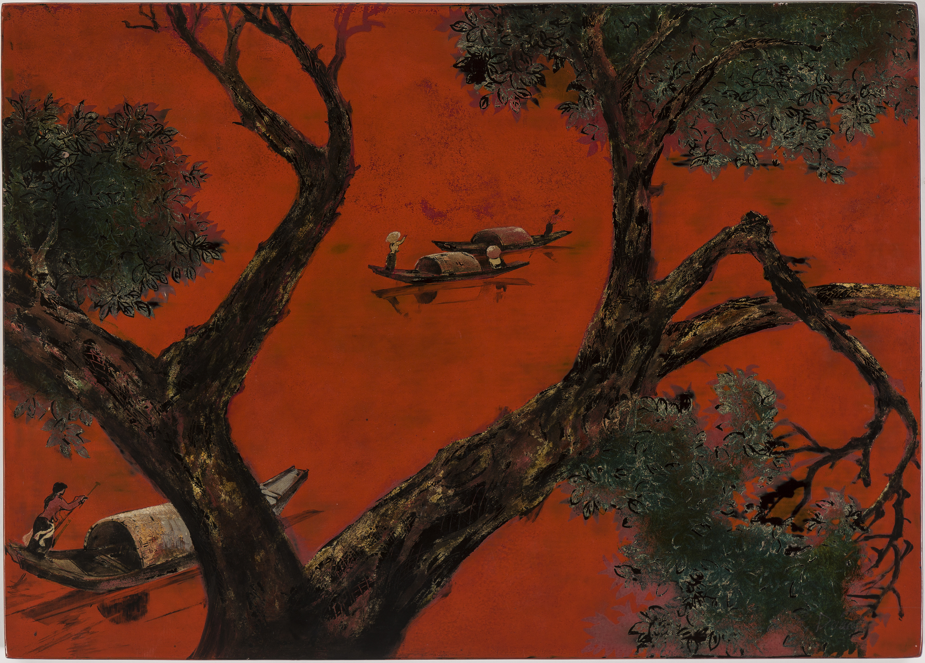 DO XUAN DOAN, möjligen. Lackarbete på träpannå, etikettsmärkt à tergo ...