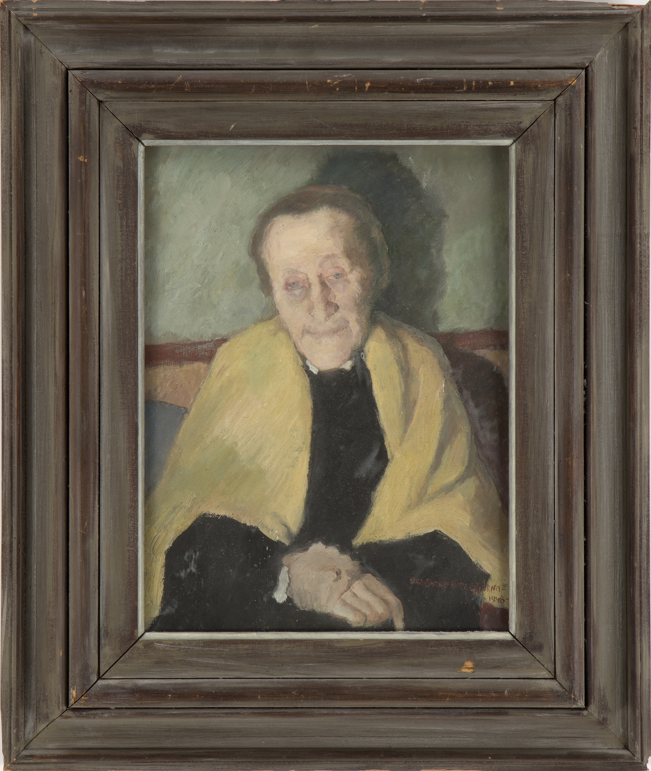 NORA VON SAMSON-HIMMELSTJERNA, olja på pannå. Signerad och daterad 1946 ...