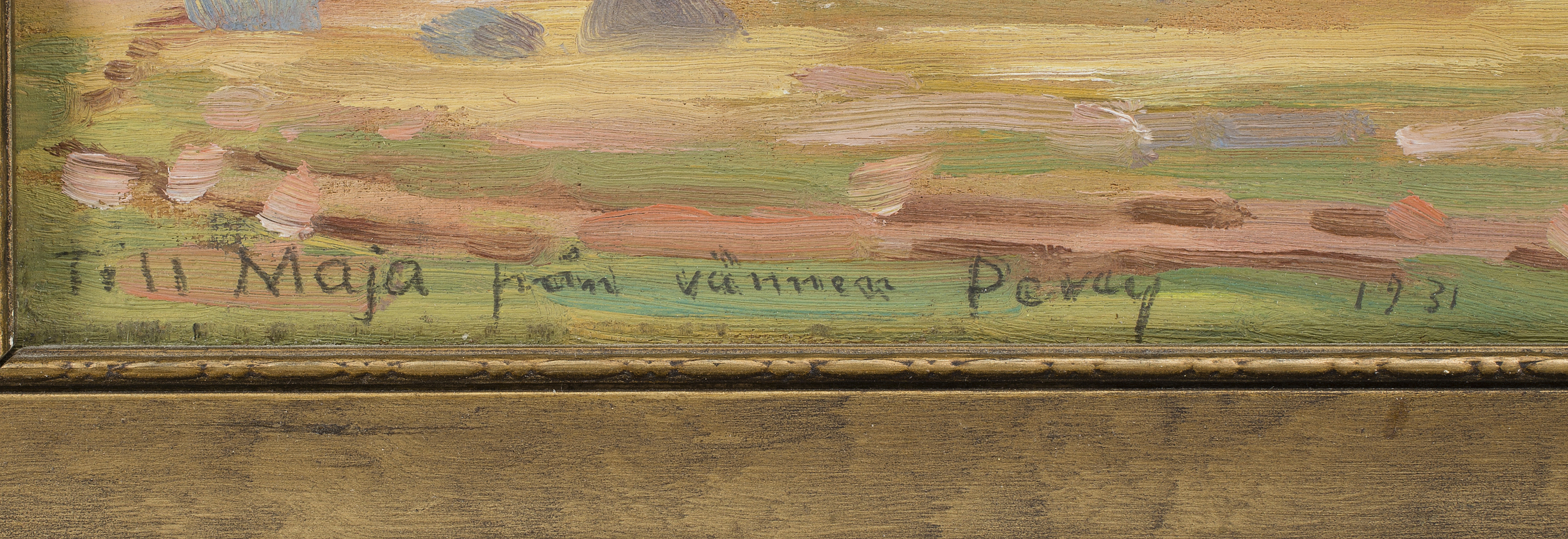 ARTHUR PERCY, oil on panel, signed and dated with dedication: "Till ...