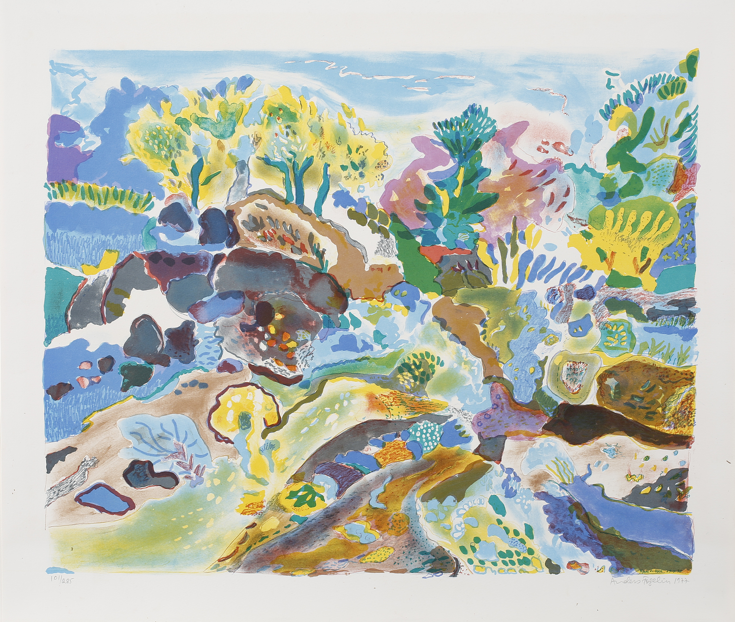 ANDERS FOGELIN, a folder with five litographs in color, signed ...