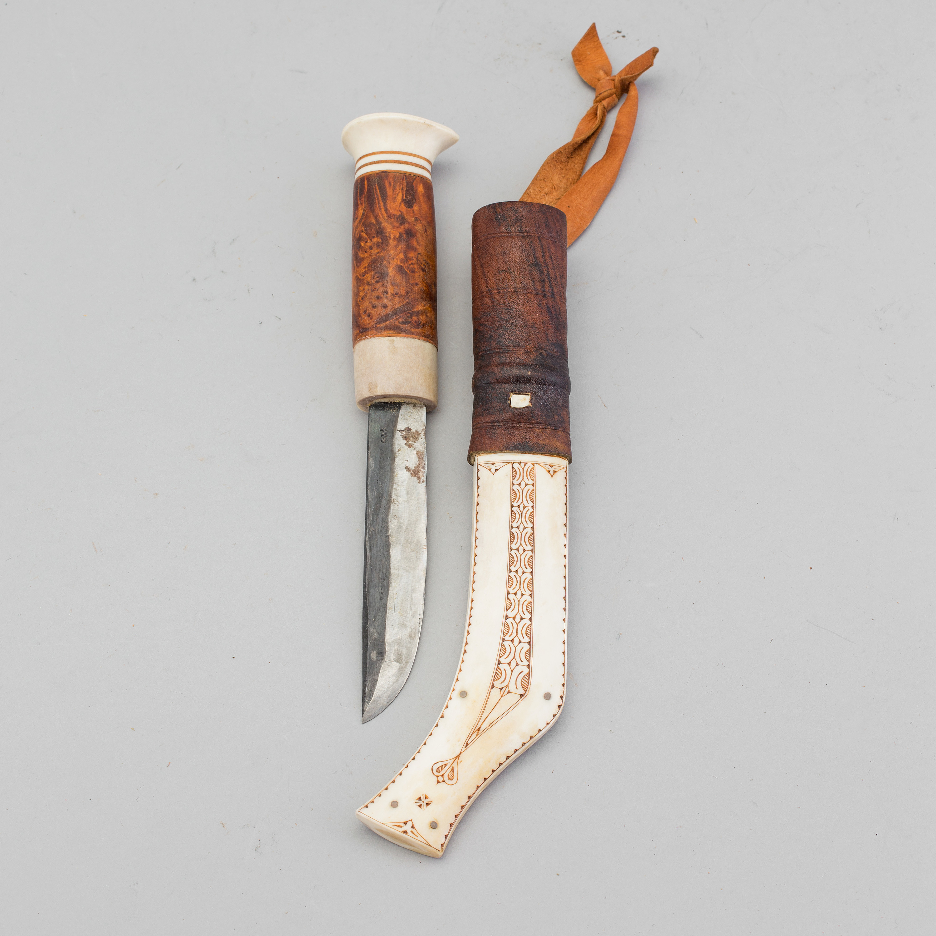 A traditional sami knife by Anders Fankki in Kaitum. Signed A.F ...
