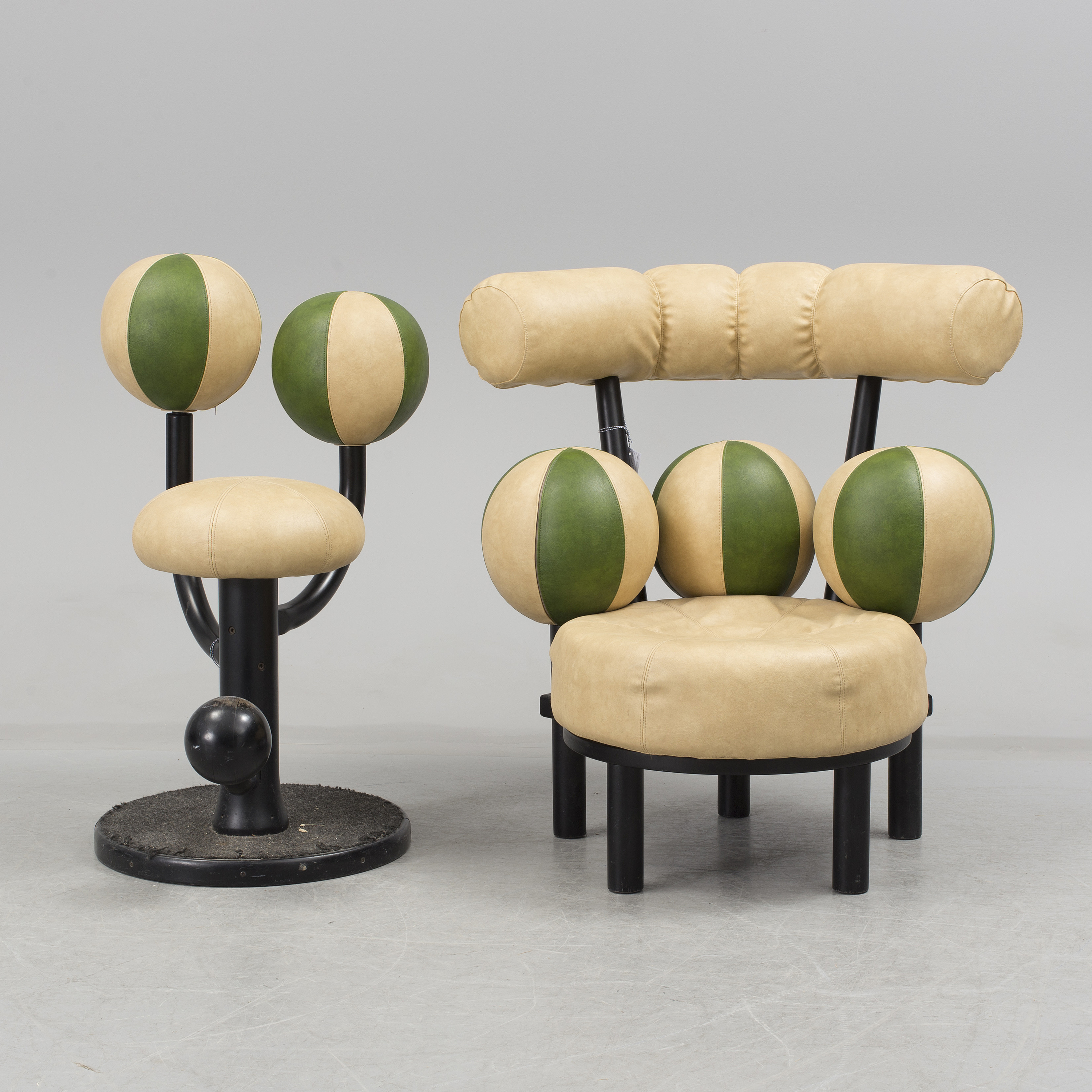 A late 20th century "Globe" easychair and stool by Peter Opsvik for ...