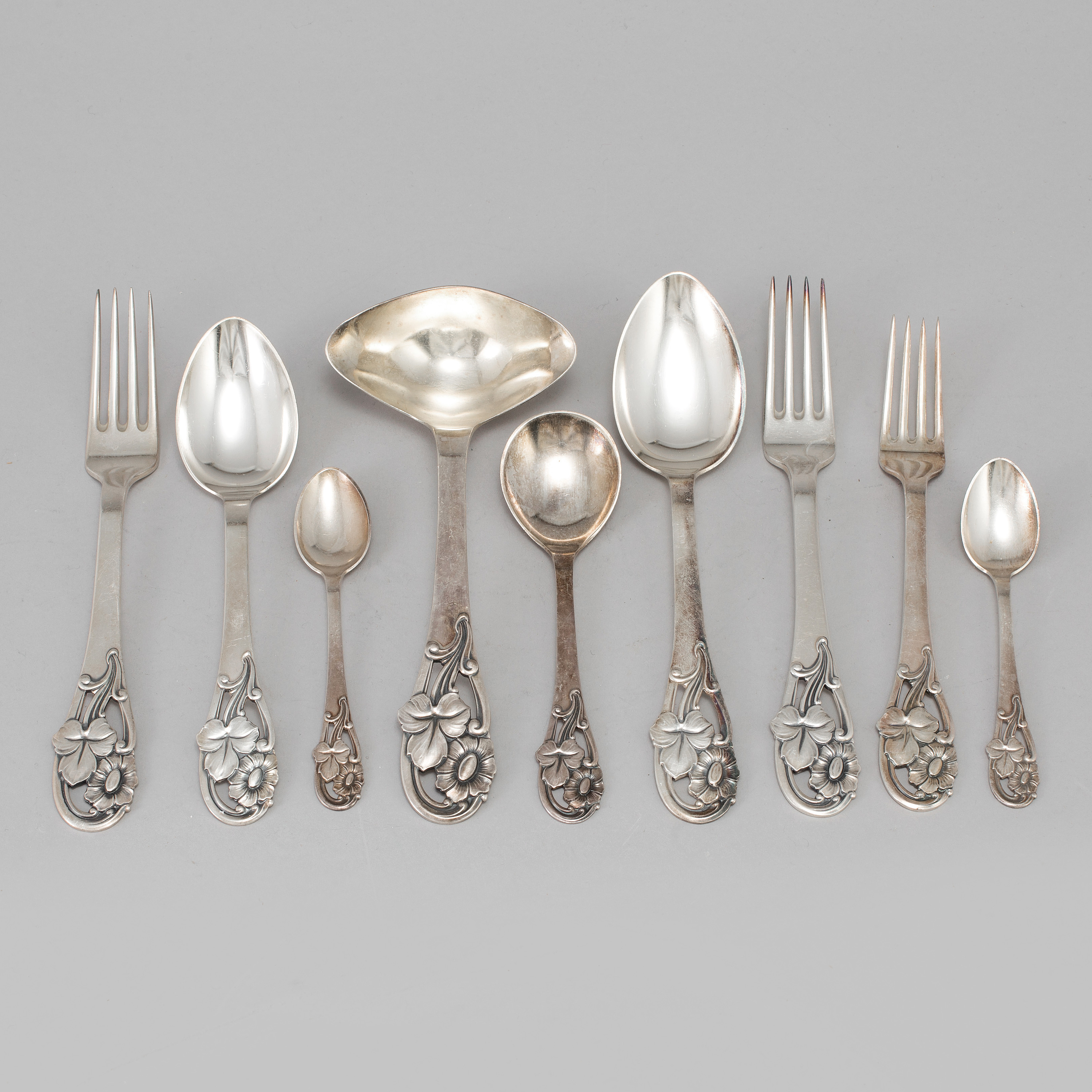a 57 piece silver plated service desigend by Johan Axel Prip, Denmark ...