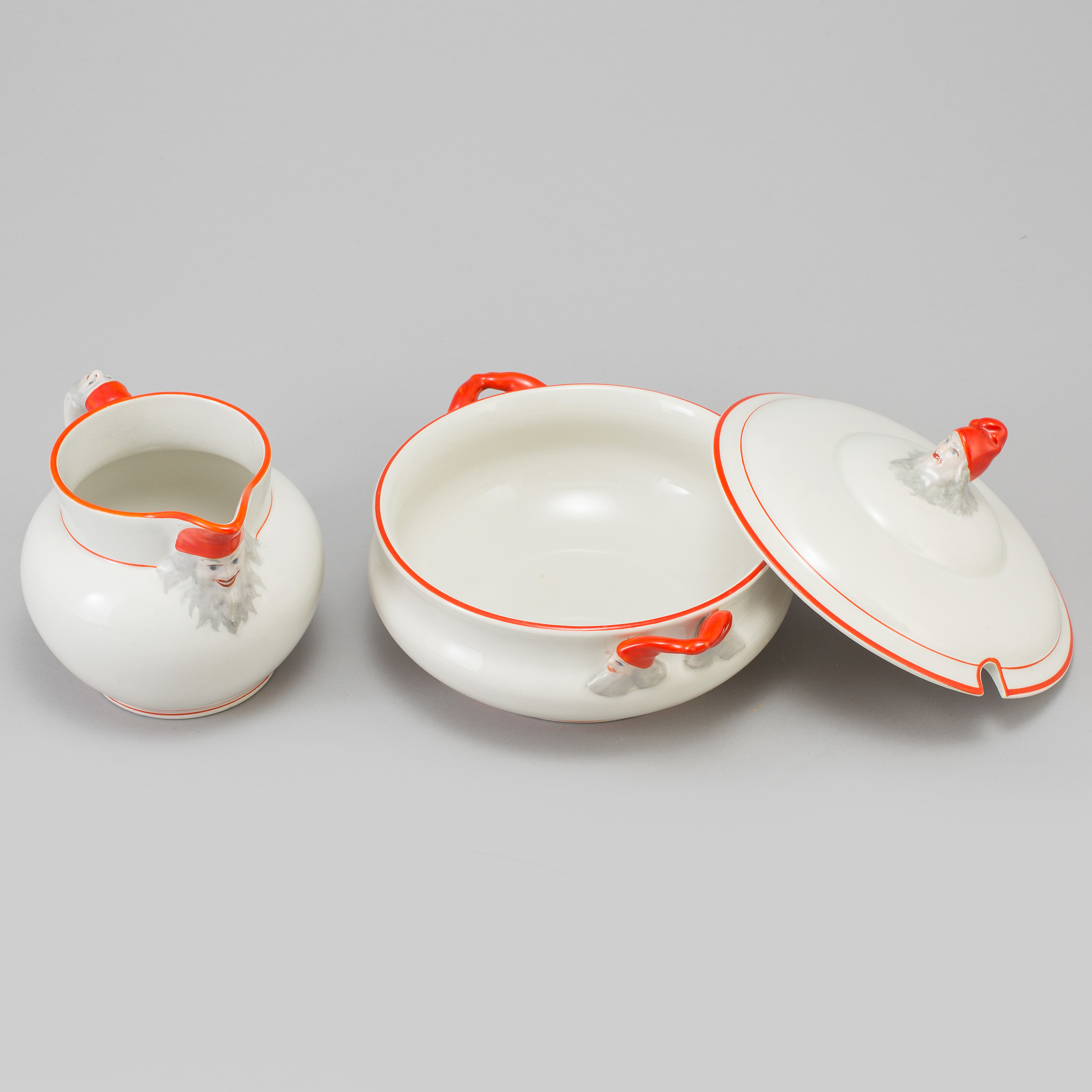 A Christmas ceramic porridge bowl and pitcher, Göteborg, Sweden, early ...