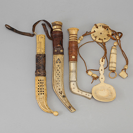 Three traditional sami knives first half of the 20th century. - Bukowskis