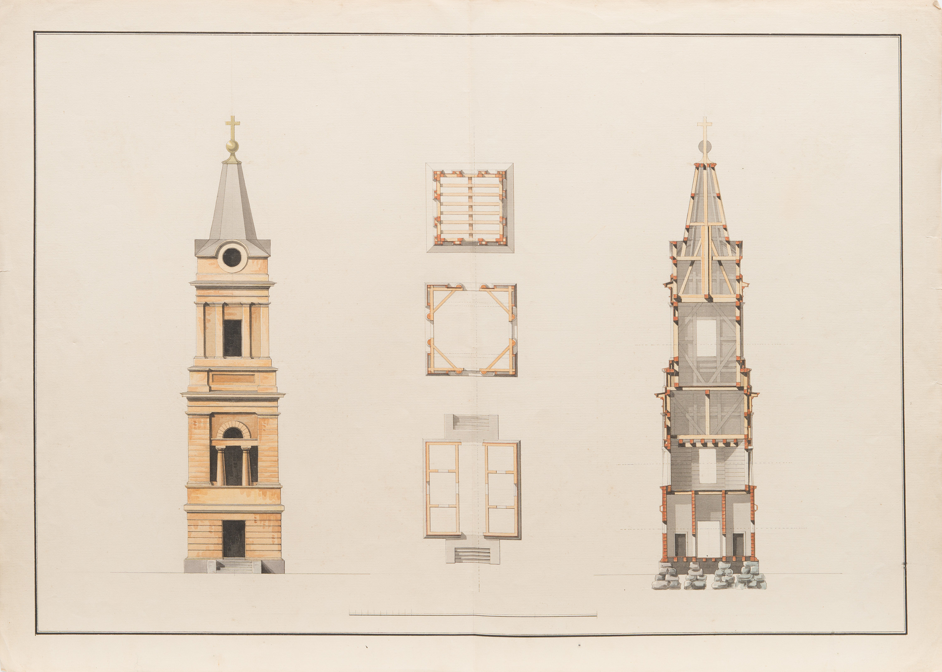 ARKKITEHTIPIIRROKSIA, 3 KPL, väitetty Carl Ludwig Engel (1778-1840), ei ...