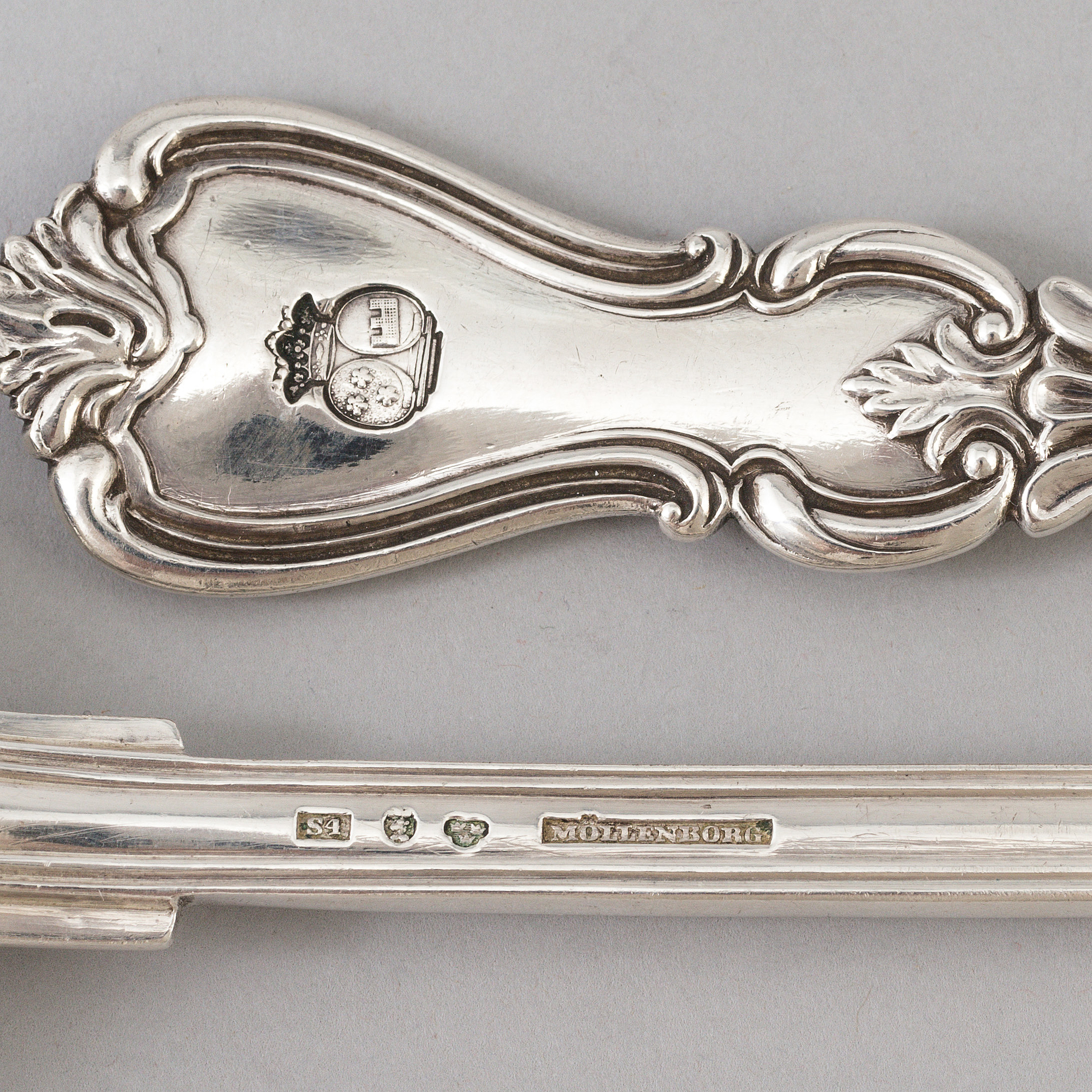 A pair of silver ragout spoons by Gustaf Möllenborg in Stockholm 1848 ...