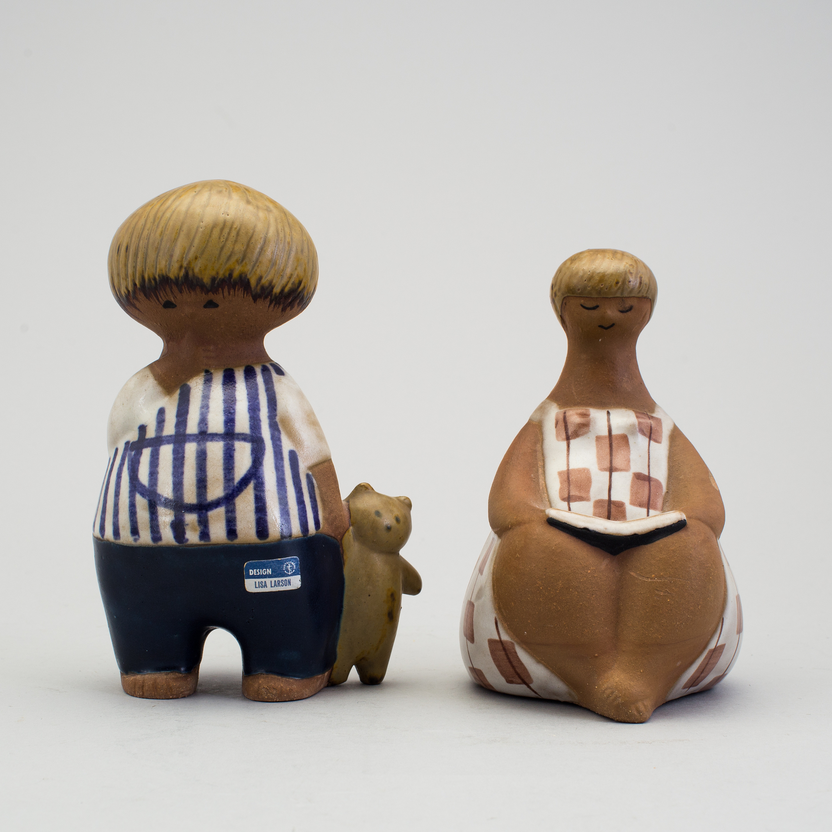 LISA LARSSON, figuriner, 2 st, stengods, "Charlotta" 1958-73 och "Malin" 1962-80, Gustavsberg ...