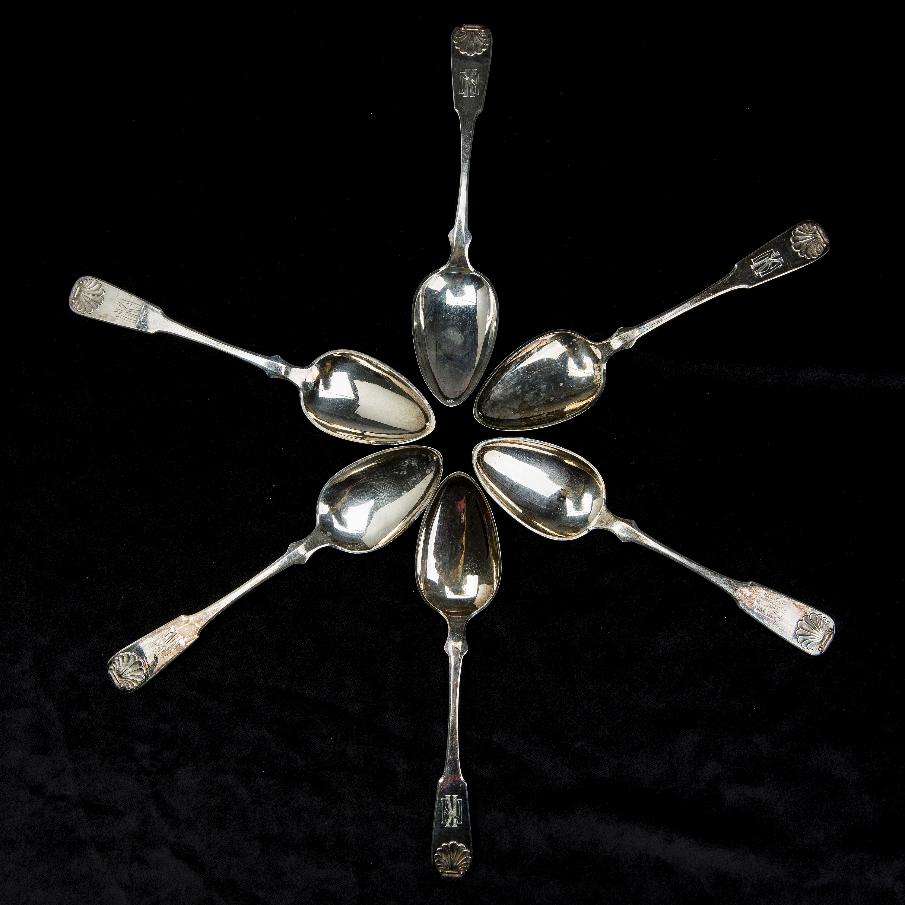 SKEDAR 6 st AB Alm Borgå Finland 1916 silver vikt ca 282 gram. - Bukowskis