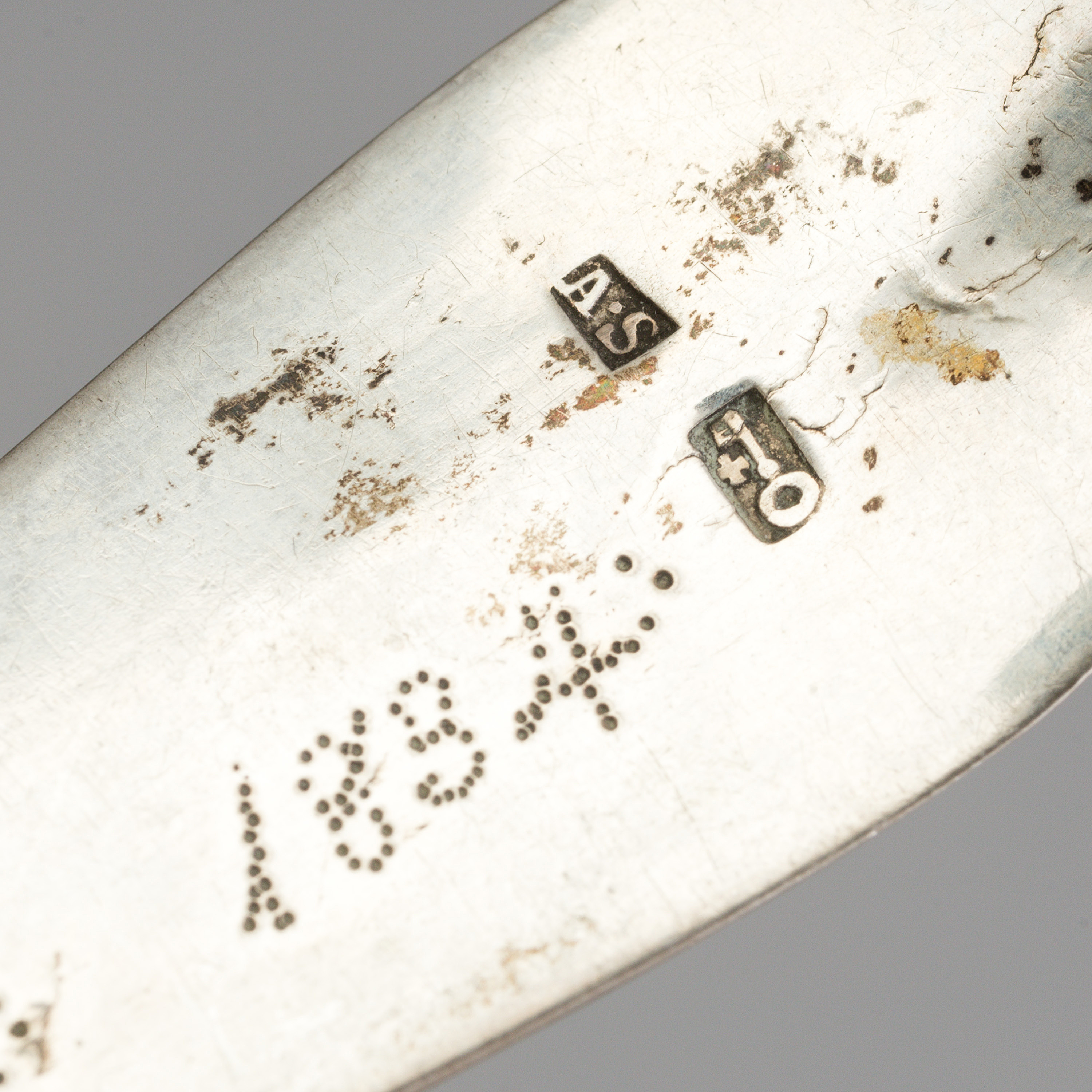 A Blatic set of 4+4 silver table spoons, mark of Samuel G Nagel 1796 ...