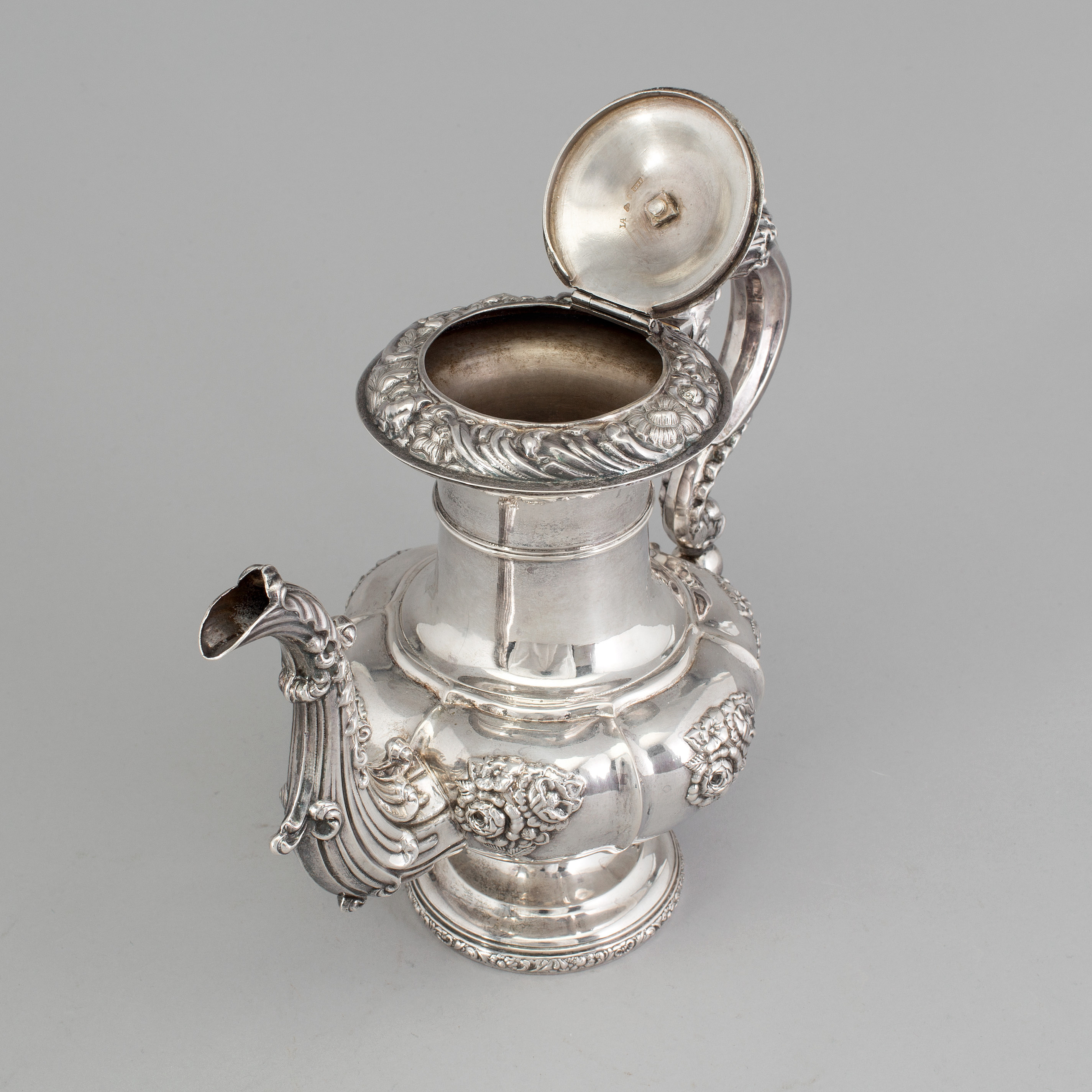 GUSTAF THEODOR FOLCKER, kaffekanna, silver, nyrokoko, Stockholm, 1841 ...