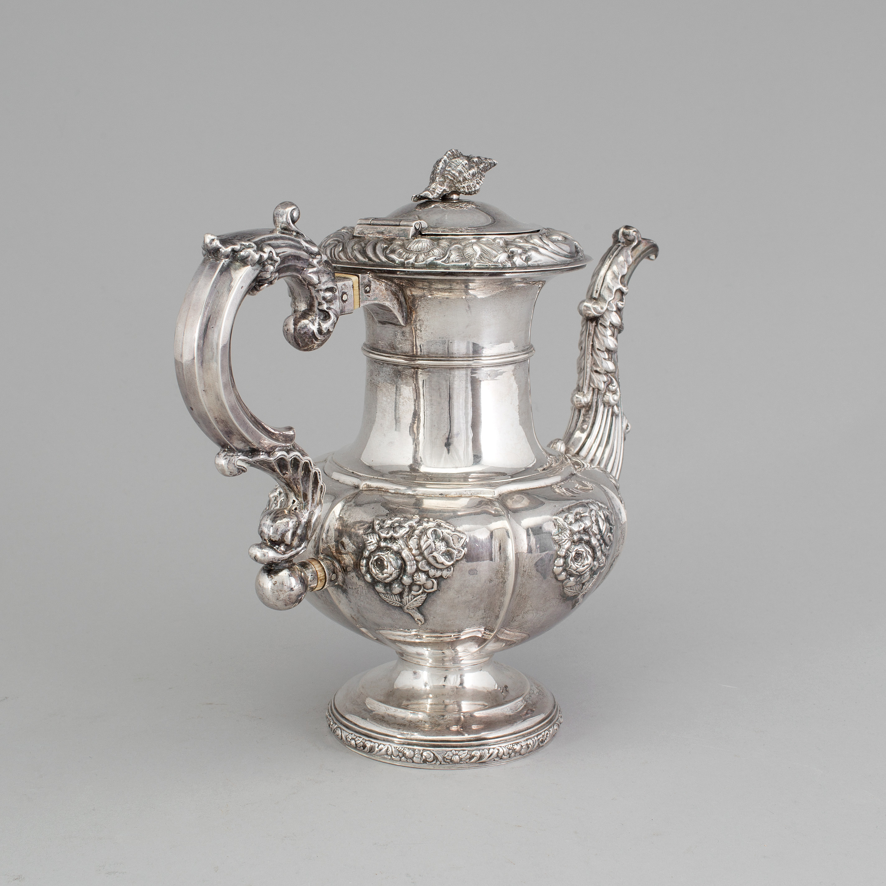 GUSTAF THEODOR FOLCKER, kaffekanna, silver, nyrokoko, Stockholm, 1841 ...