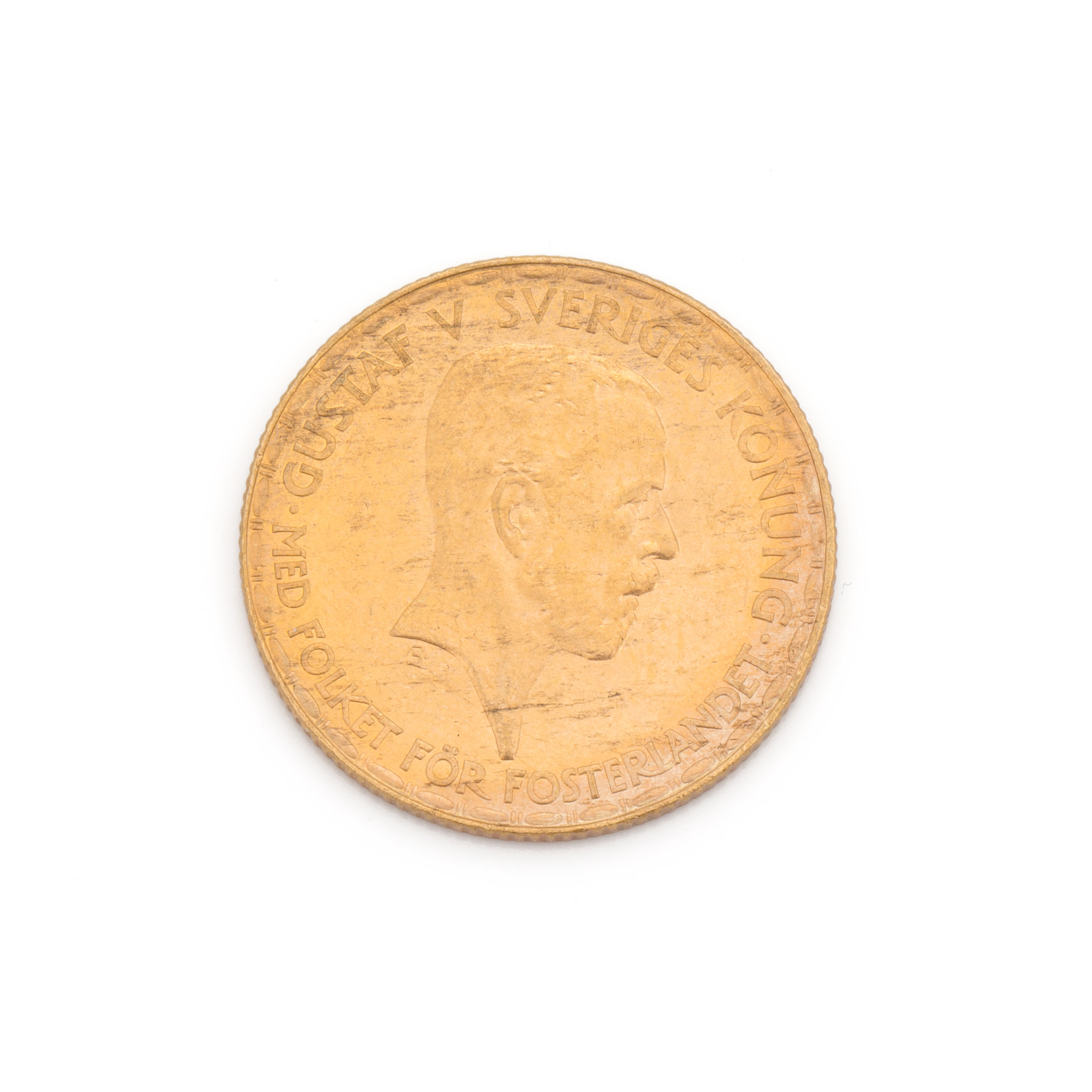 An old swedish coin in gold, 20 kronor, Gustaf V, from 1925. 9 gram ...