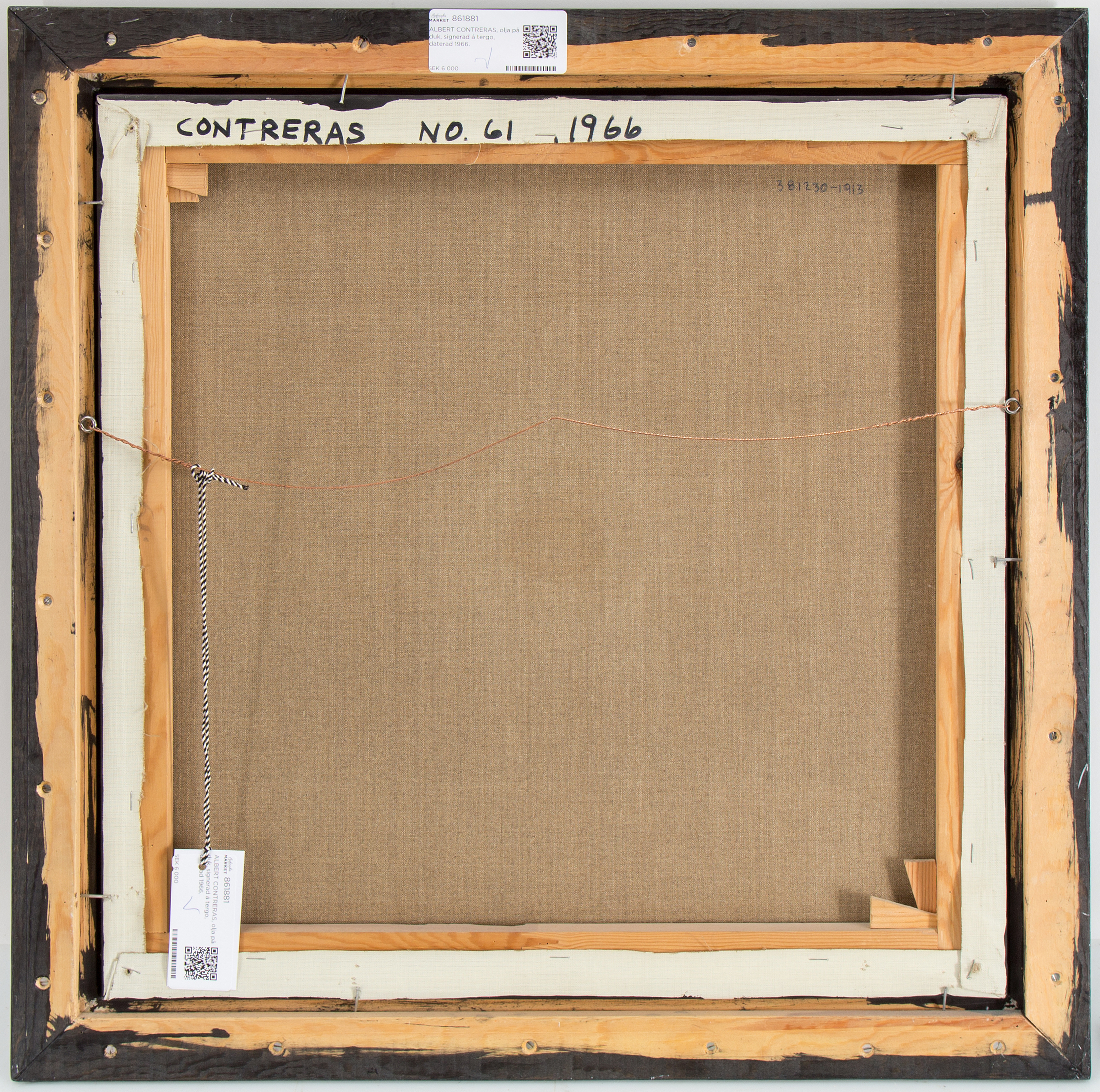 ALBERT CONTRERAS, oil on canvas, signed on verso, dated 1966. - Bukowskis